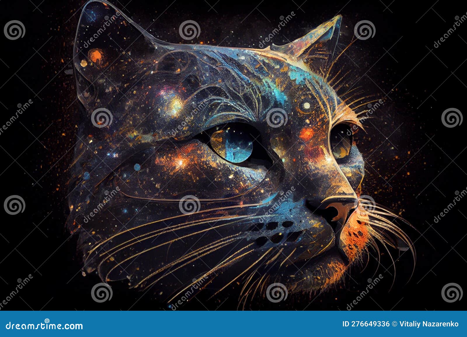 Portrait of a Cat in Space. AI Generated Stock Photo - Image of fantasy ...