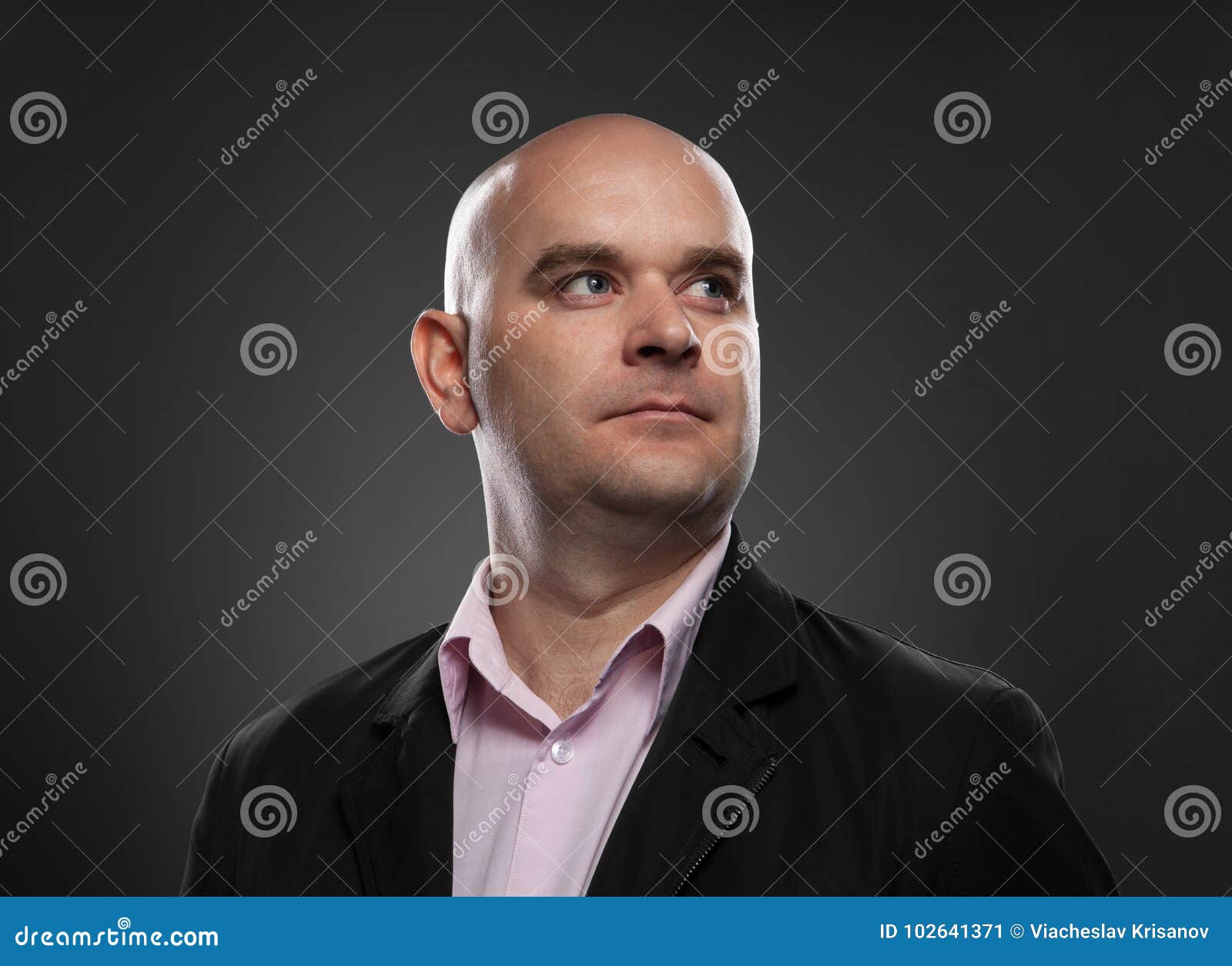 Portrait of Caucasian Bald Man Stock Image - Image of black, head ...