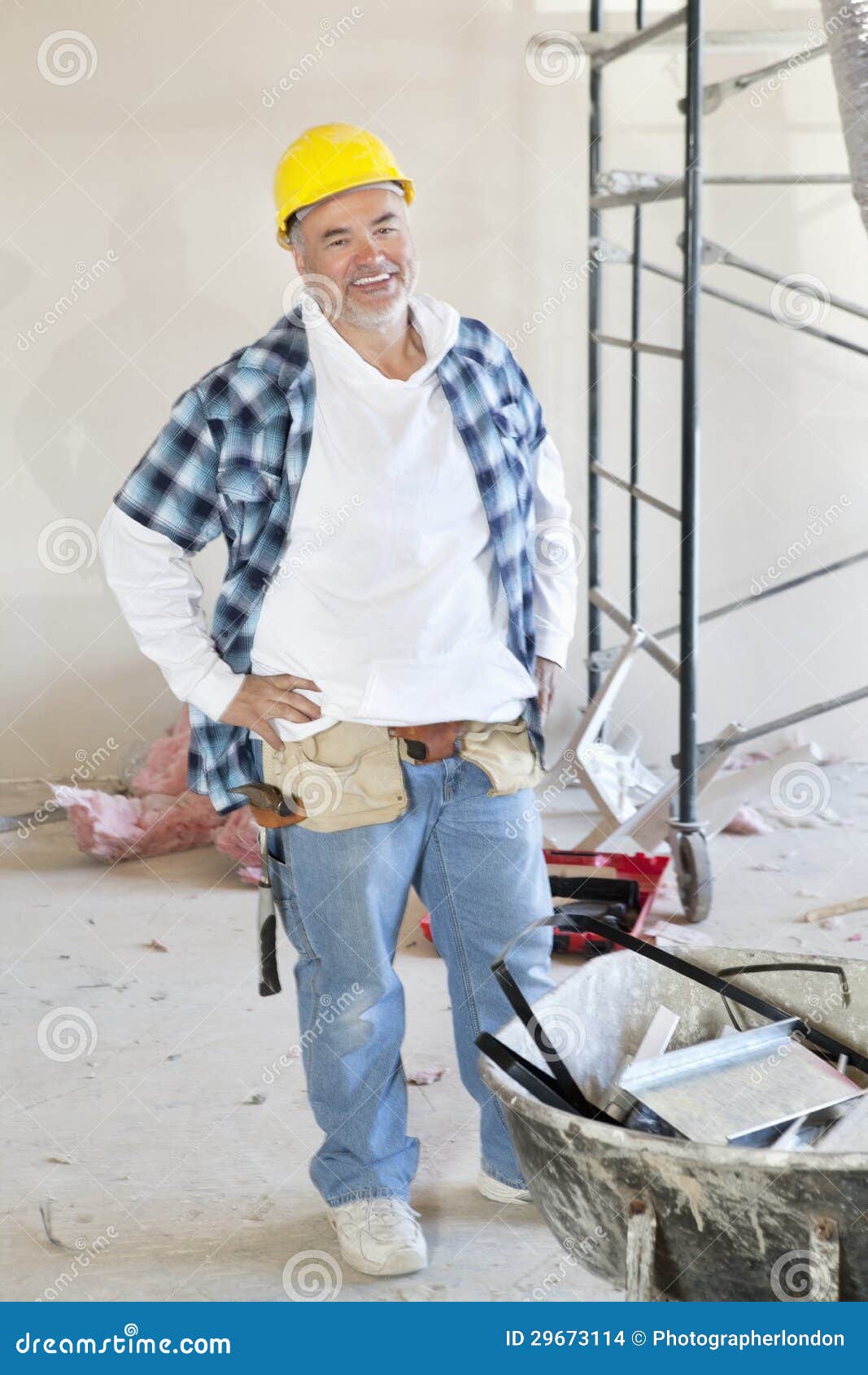 Portrait of a Caucasian Male Construction Worker Smiling Stock Photo ...