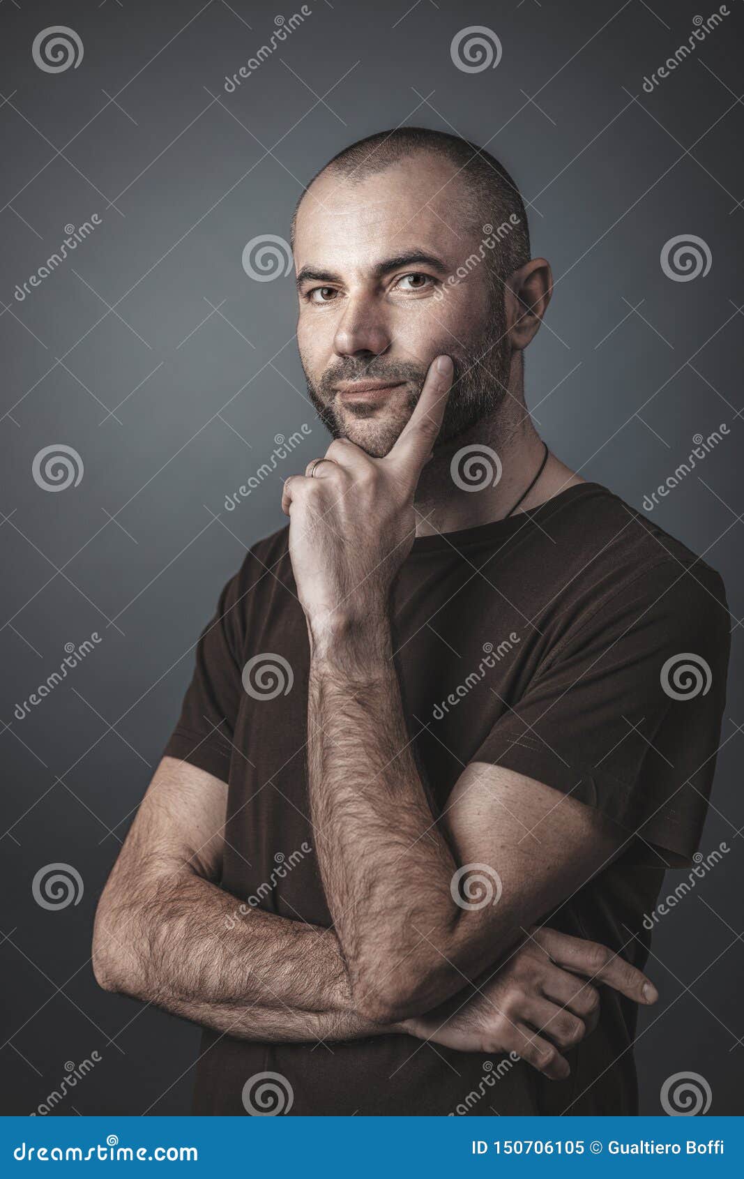 Portrait of Caucasian Man with Short Beard and Head Stock Image - Image ...