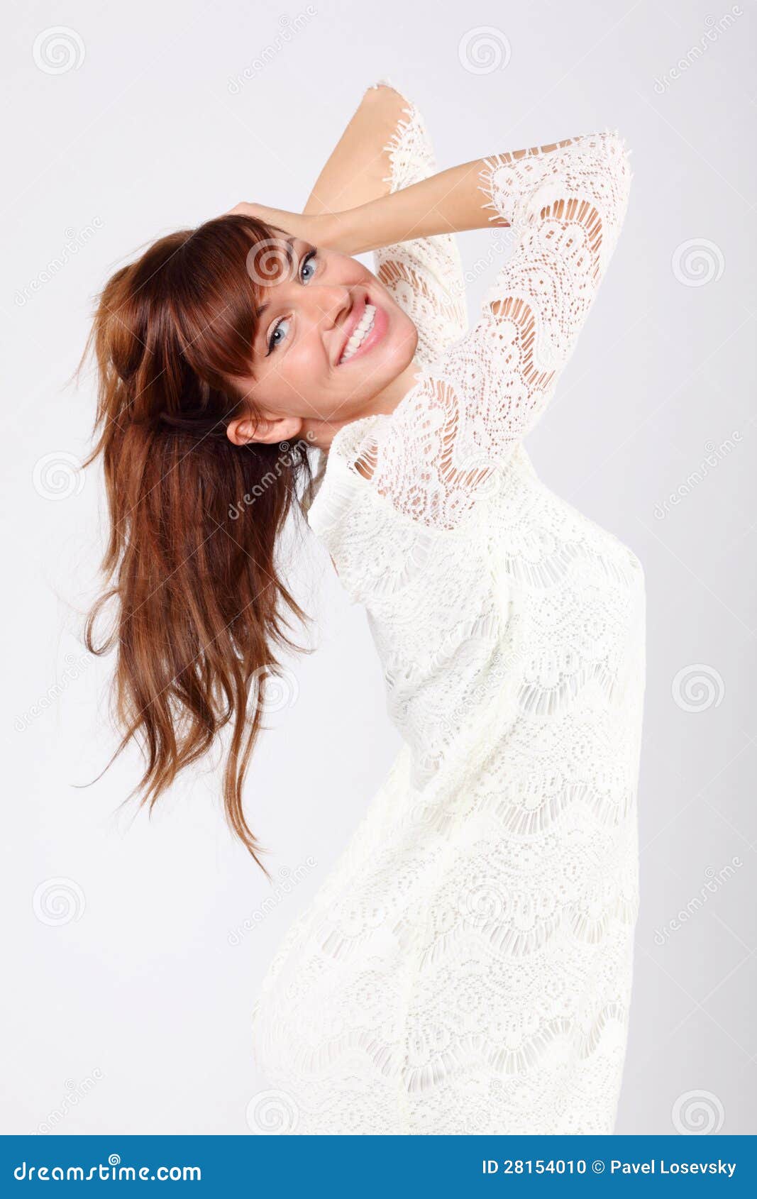 Portrait of Caucasian Woman Leaning Head Back Stock Photo - Image of ...