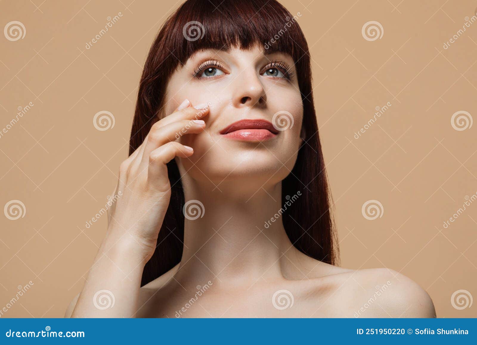 Portrait Of Caucasian Young Woman With Red Hair And Healthy Skin