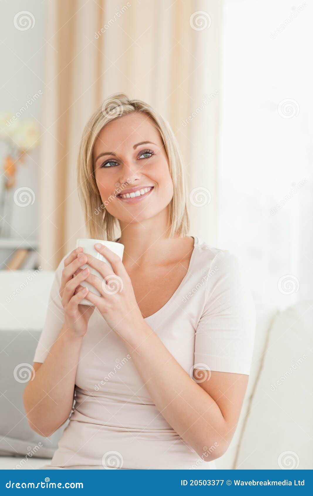 Portrait of a Charming Woman Holding a Cup of Tea Stock Image - Image ...