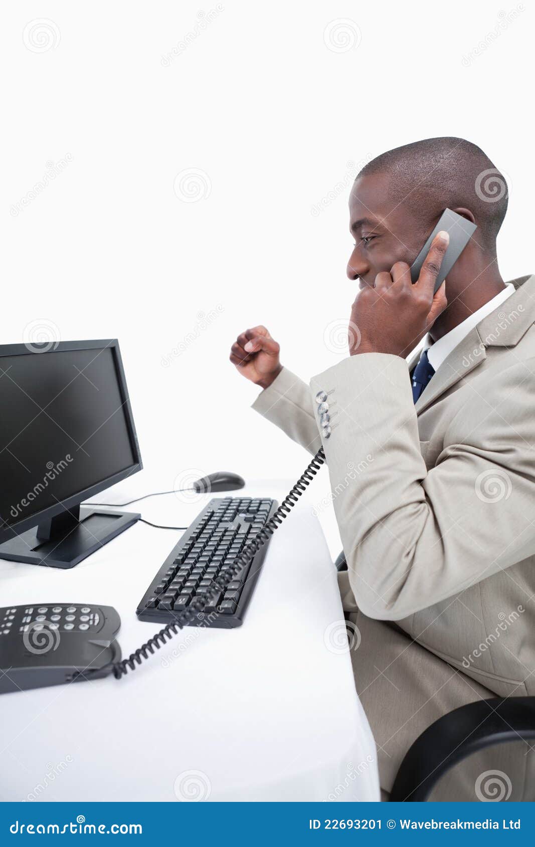 Portrait of a Cheerful Businessman Making a Phone Call Stock Image ...