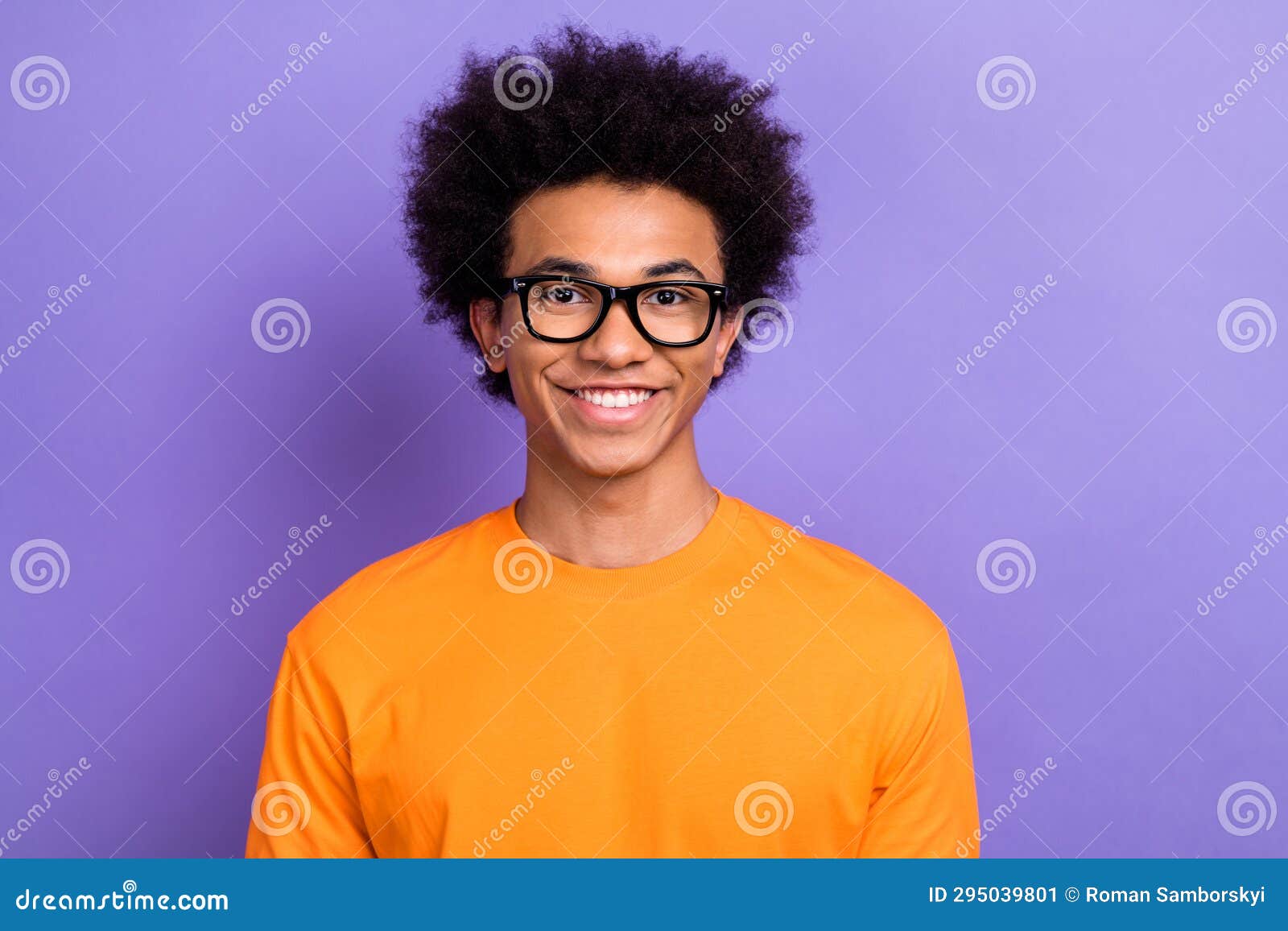 Portrait Of Cheerful Intelligent Young Man Toothy Smile Good Mood Wear