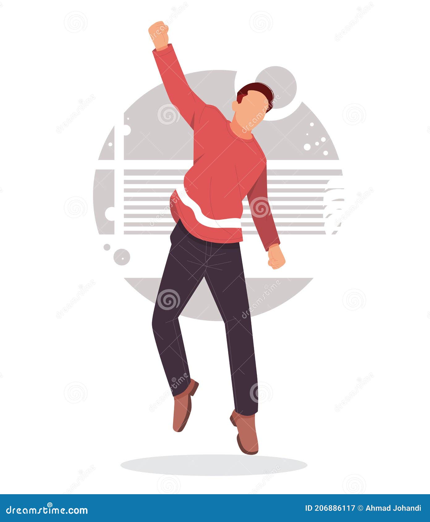 Portrait of a Cheerful Man Jumping, Vector Illustration Stock Vector ...