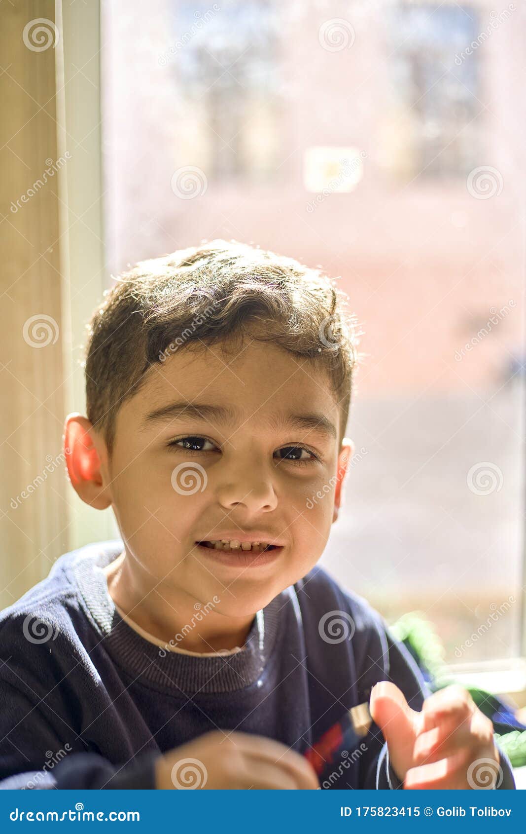 Portrait of Cheerful Middle-eastern Boy Stock Image - Image of portrait ...