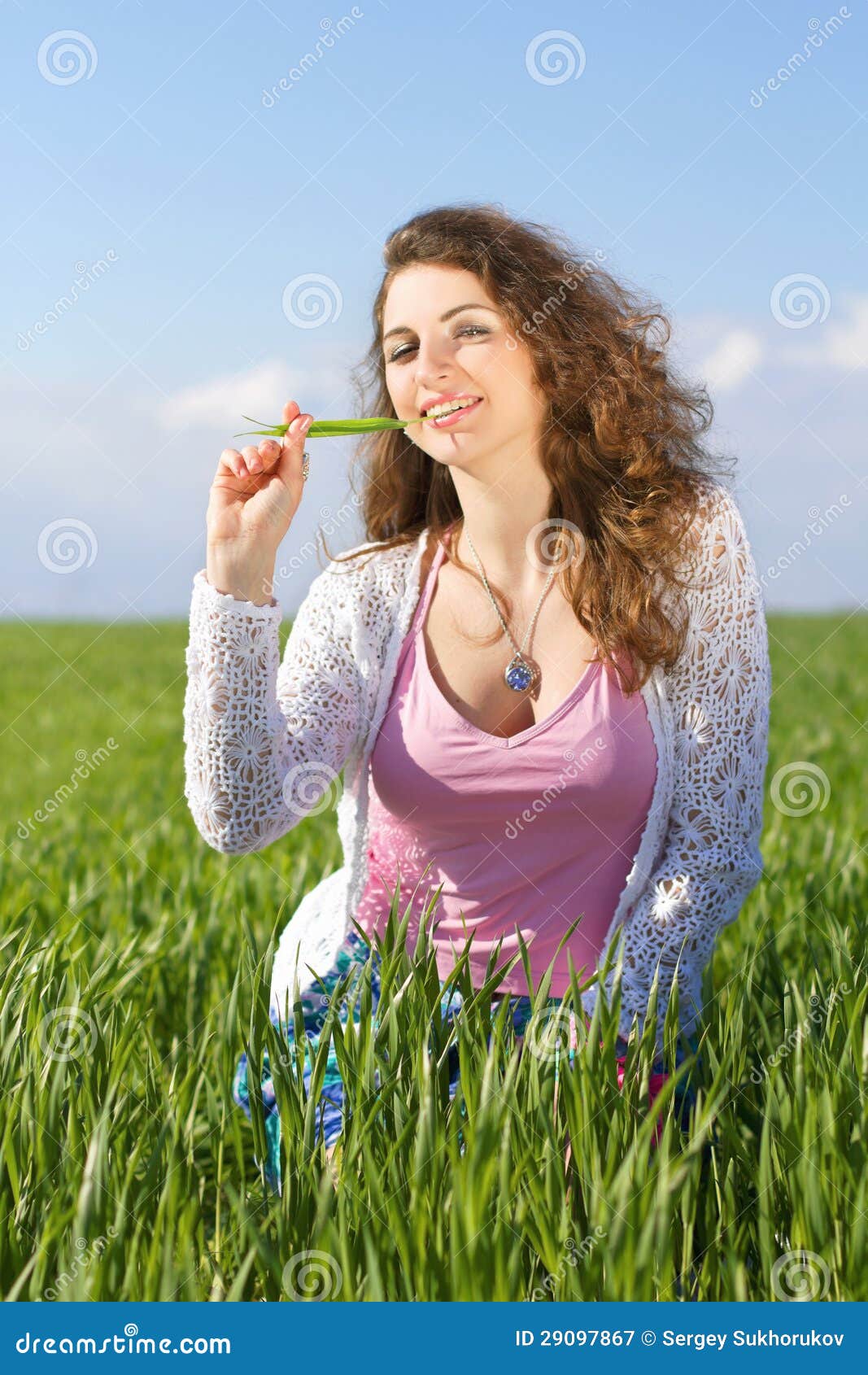 Portrait of Cheerful Nice Young Woman Stock Image - Image of jersey ...