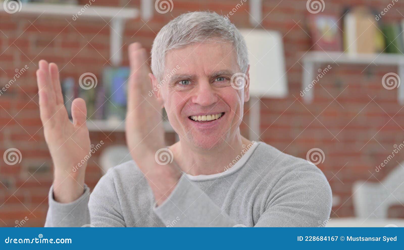 Portrait of Cheerful Old Man Clapping Stock Image - Image of enjoyment ...