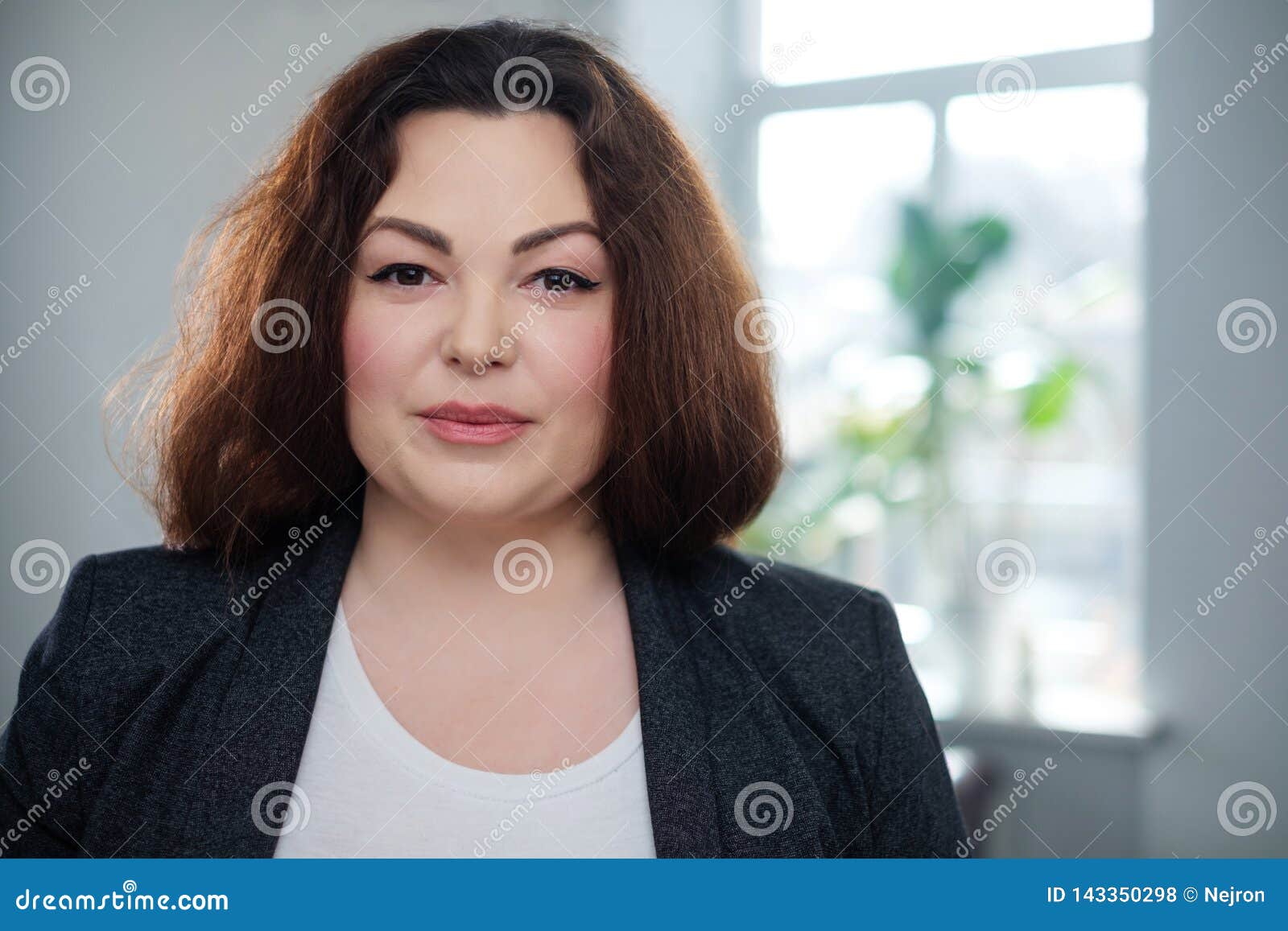 Portrait of a Cheerful Plus Size Model Stock Photo - Image of happy ...
