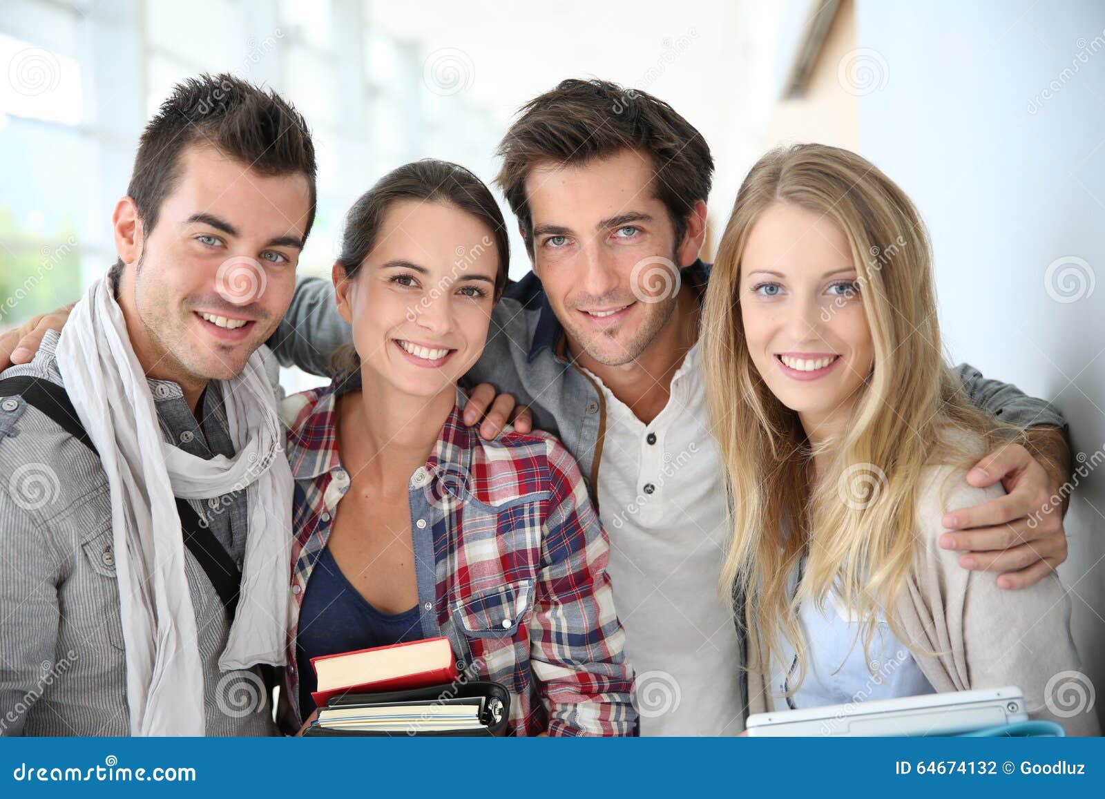 Portrait of Cheerful Students Friends Stock Photo - Image of joyful ...