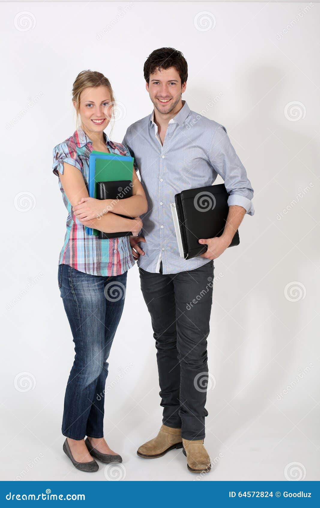 Portrait of Cheerful Students Isolated Stock Photo - Image of pretty ...