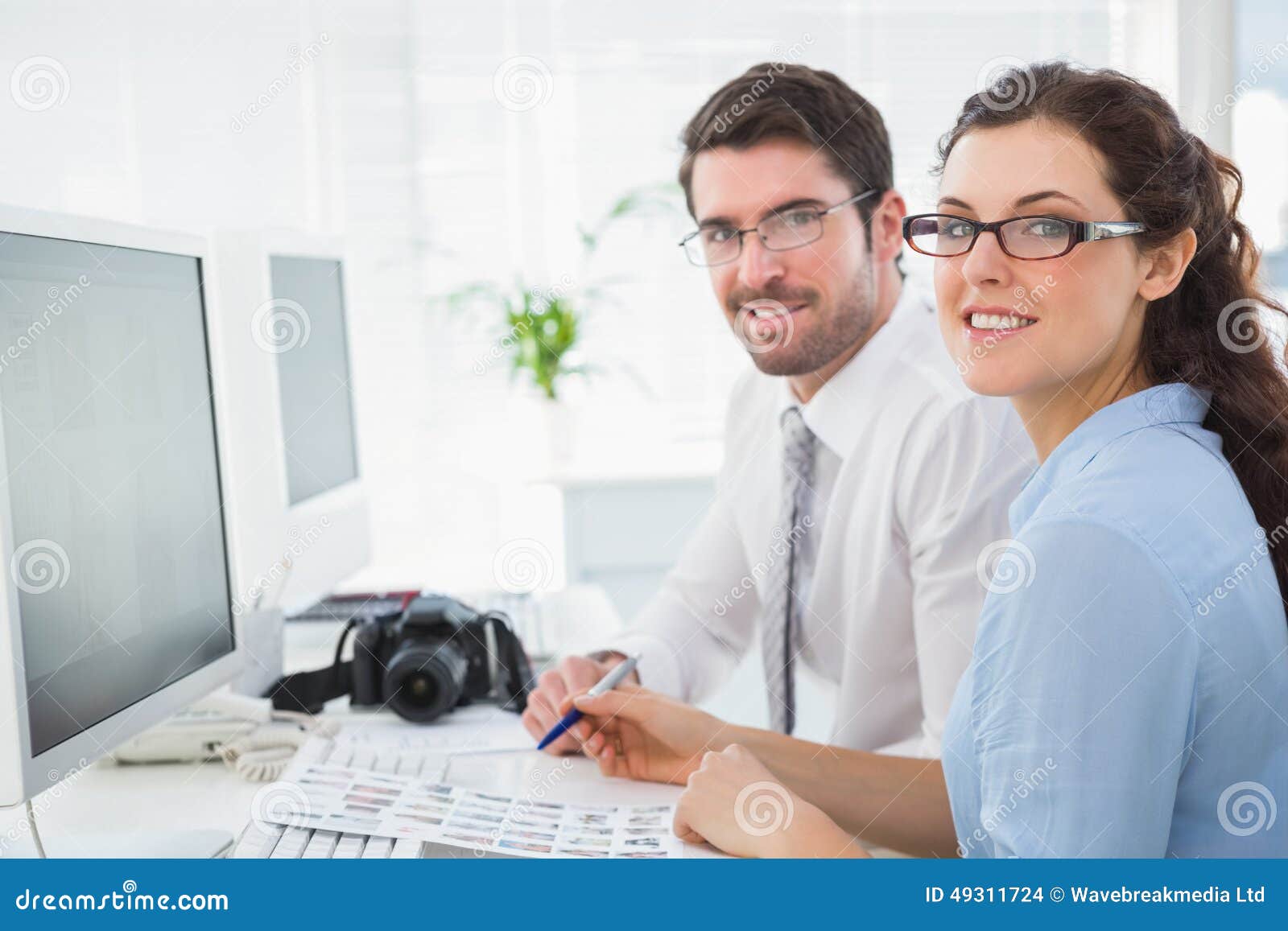 Portrait of Cheerful Team Working Together Stock Photo - Image of ...