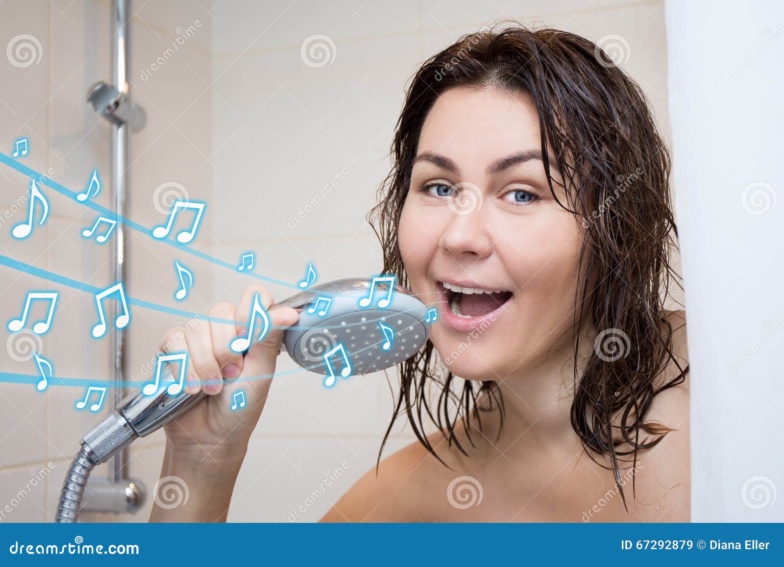 Portrait Of Cheerful Woman Singing In Shower Stock Image Image Of Adult Healthy 67292879