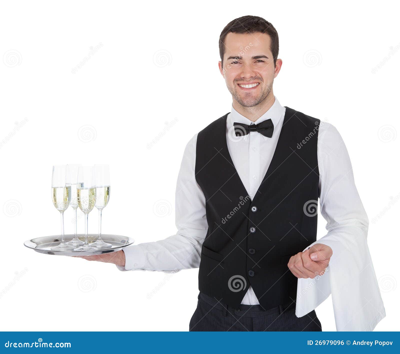 Portrait of a Cheerful Young Butler Stock Photo - Image of isolated ...