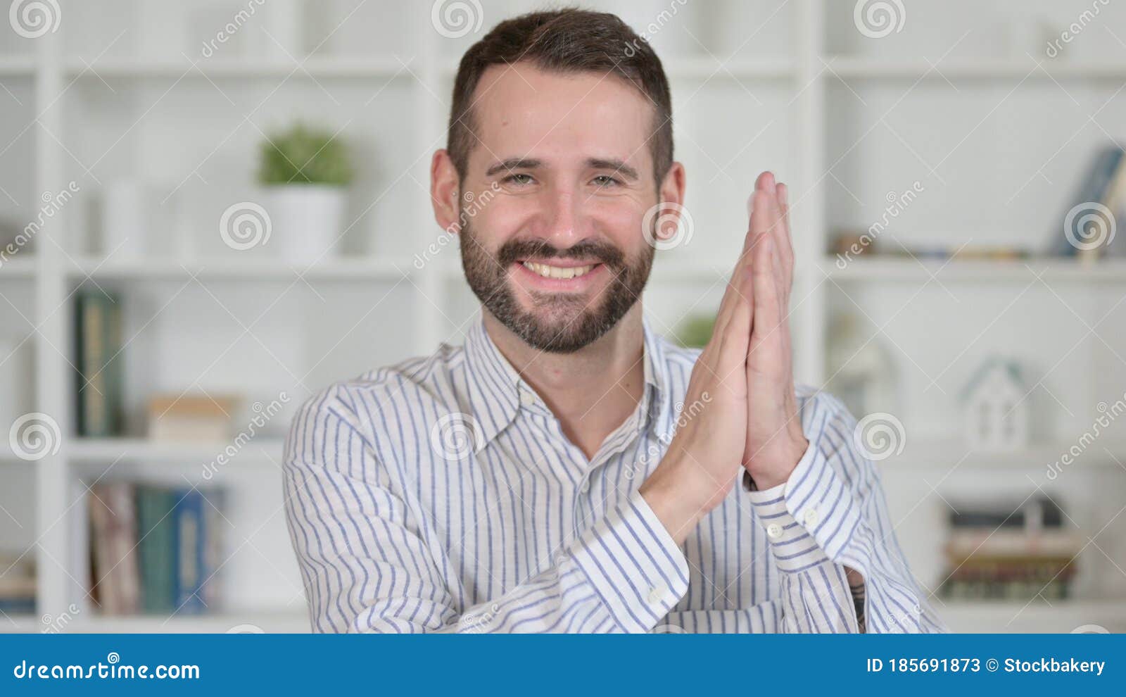 Portrait of Cheerful Young Man Clapping Stock Image - Image of ...
