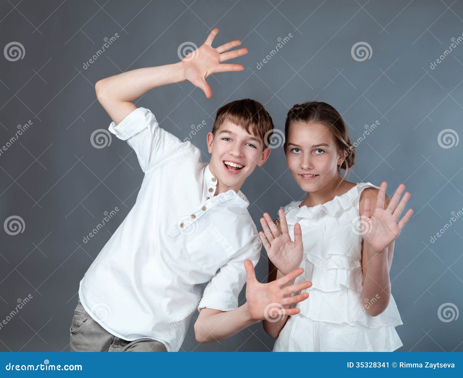 Portrait of Cheerful Young People Stock Image - Image of cute ...
