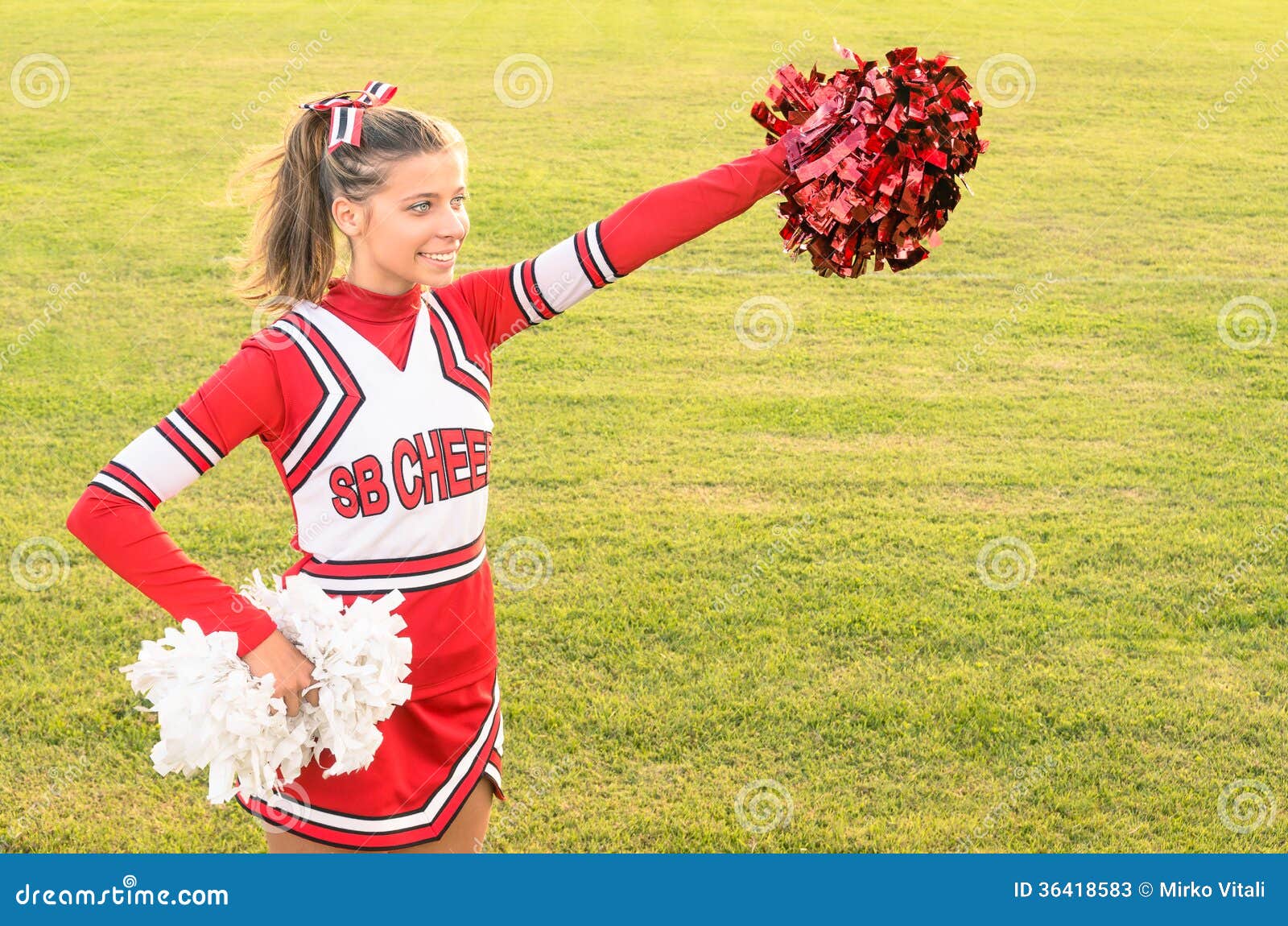 Portrait of a Cheerleader in Action Stock Image - Image of woman ...