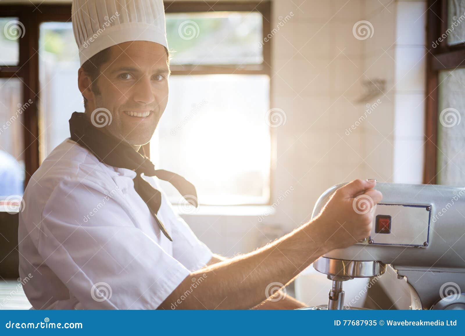 Portrait of Chef Blending the Batter in Mixing Blender Stock Image ...