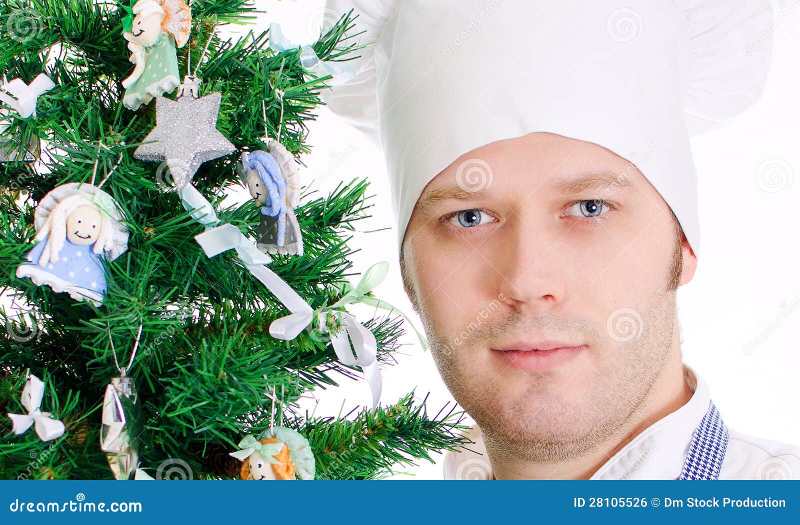 Portrait Of Chef Cook Near Xmas Tree. Stock Photo - Image of chef ...