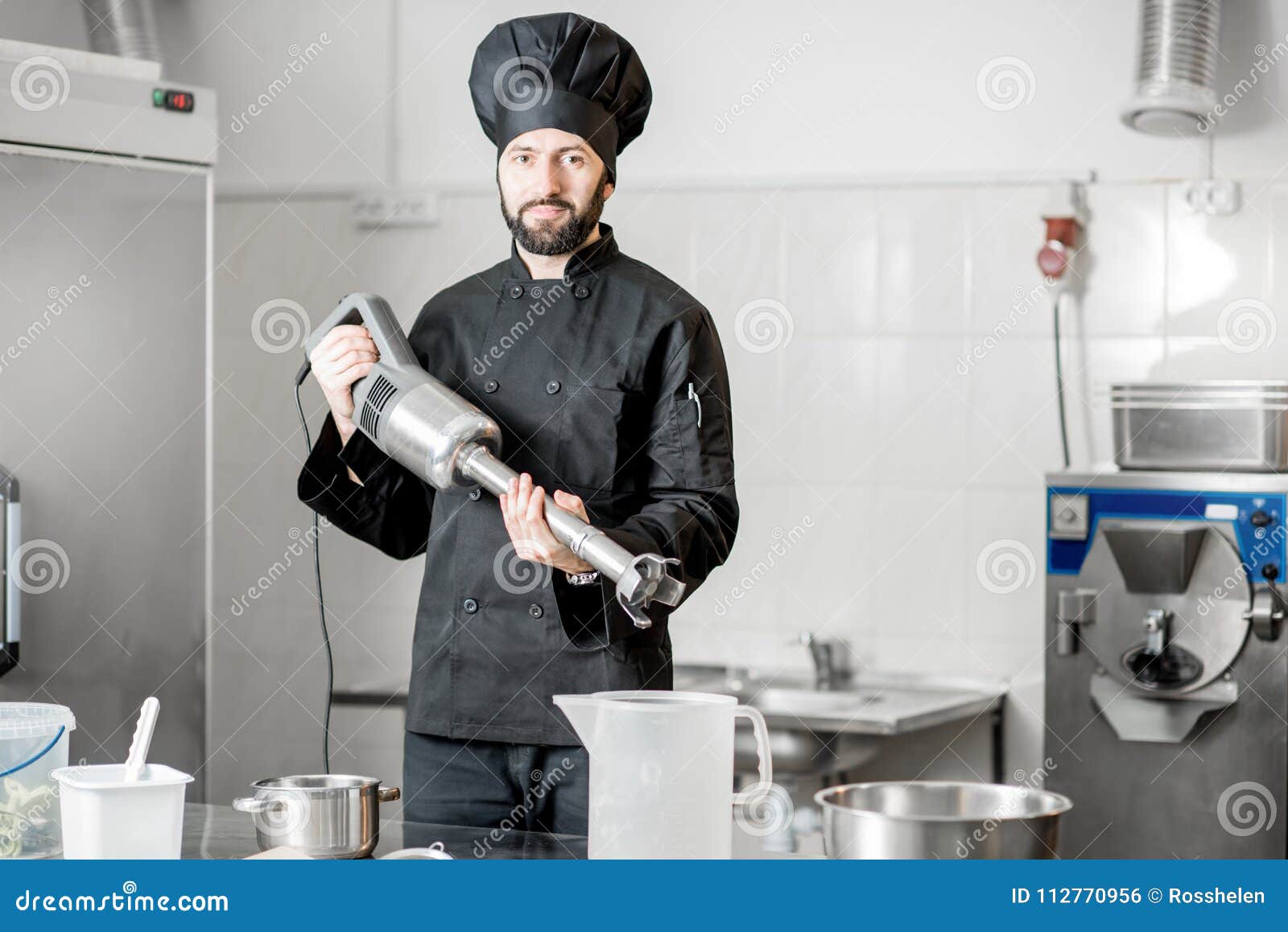 Chef cook making ice cream stock photo. Image of metal - 112770956