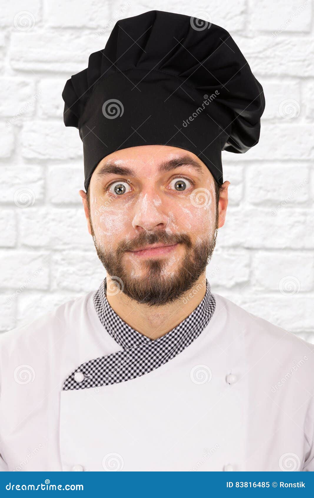 Portrait of Chef with Flour on Face Stock Image - Image of caucasian ...