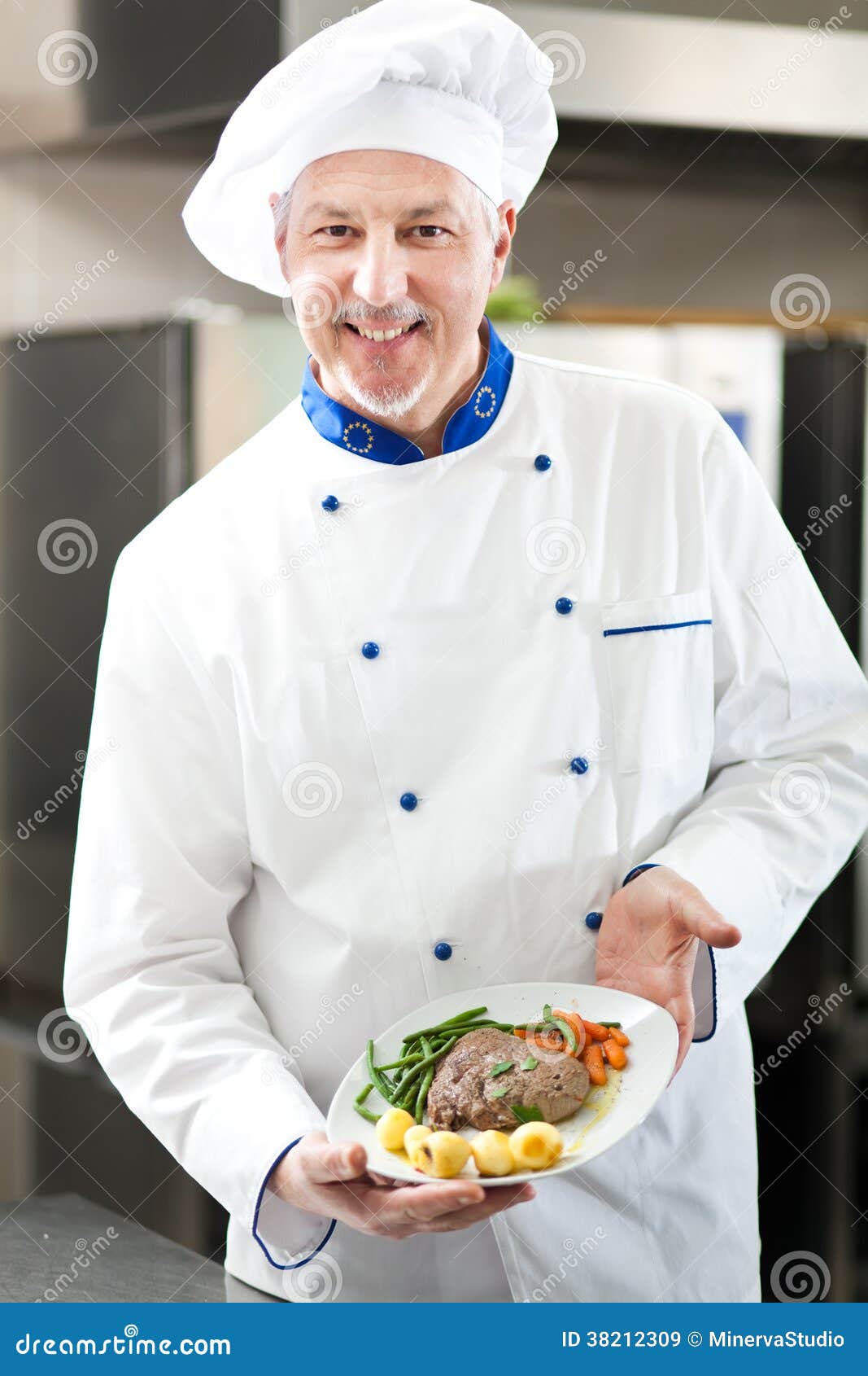 Portrait of a Chef in His Kitchen Stock Image - Image of male, cook ...