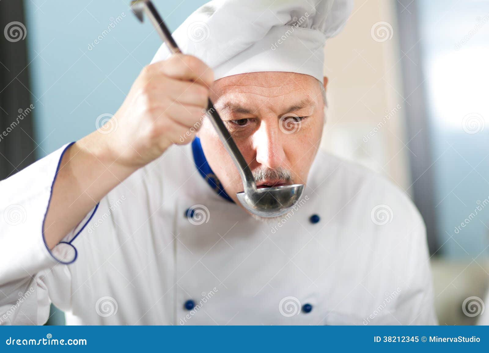 Portrait of a Chef in His Kitchen Stock Image - Image of cooking ...