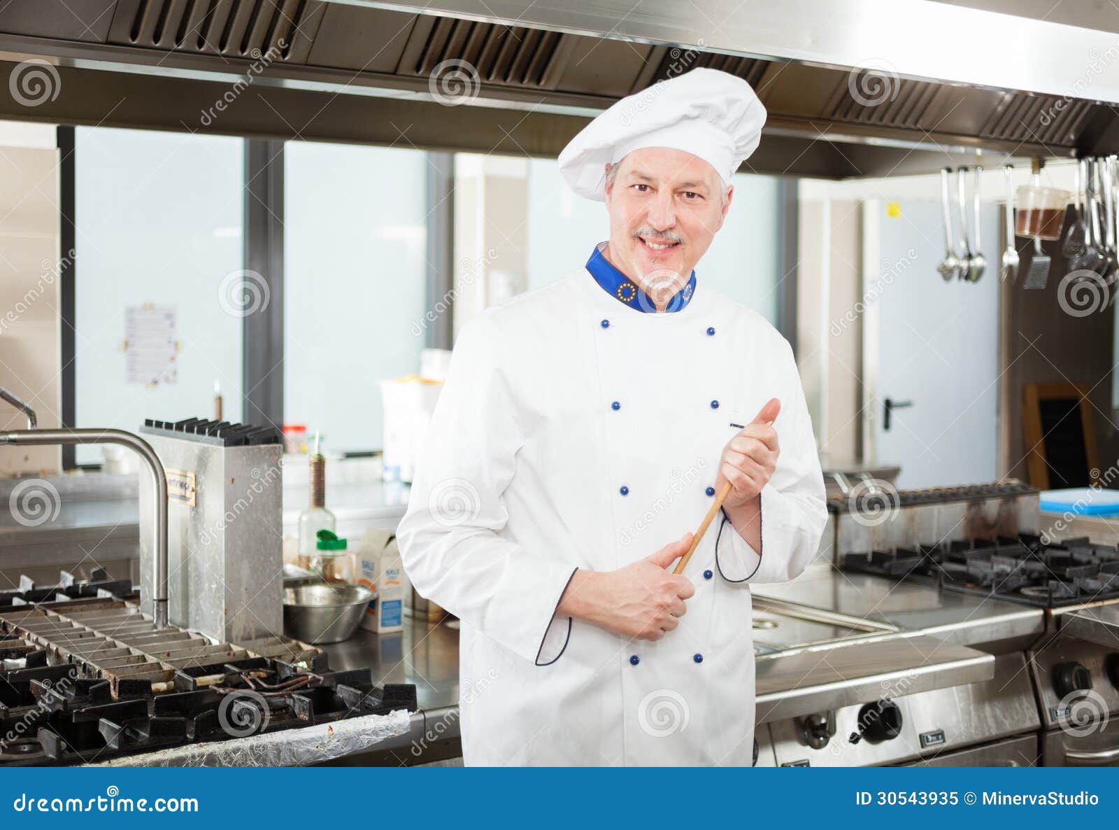 Portrait of a Chef in His Kitchen Stock Image - Image of industry, male ...