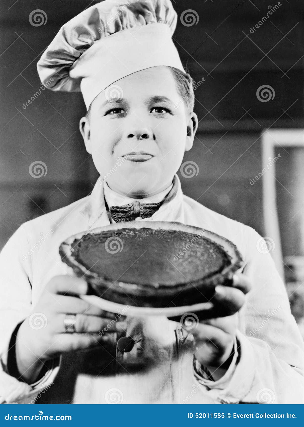 Portrait of chef with pie stock image. Image of accomplishment - 52011585