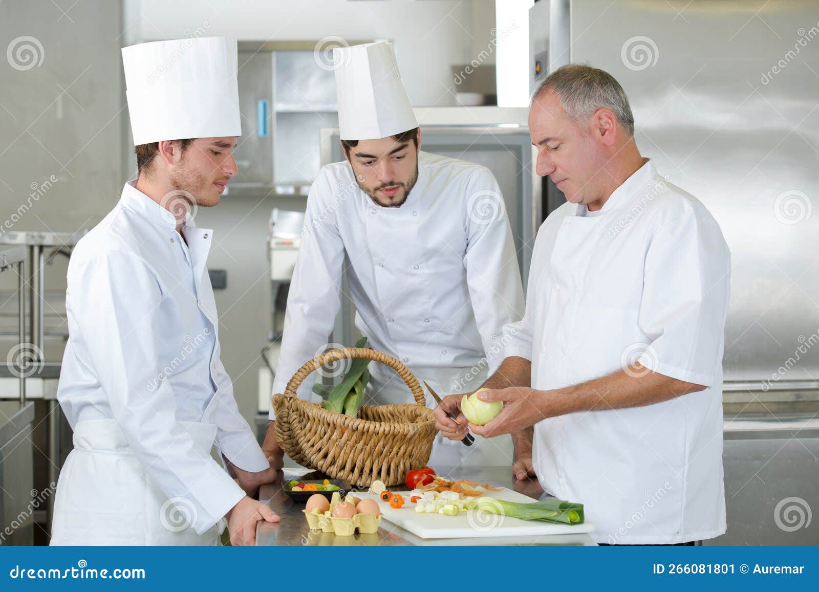 Portrait chefs at work stock image. Image of recipe - 266081801