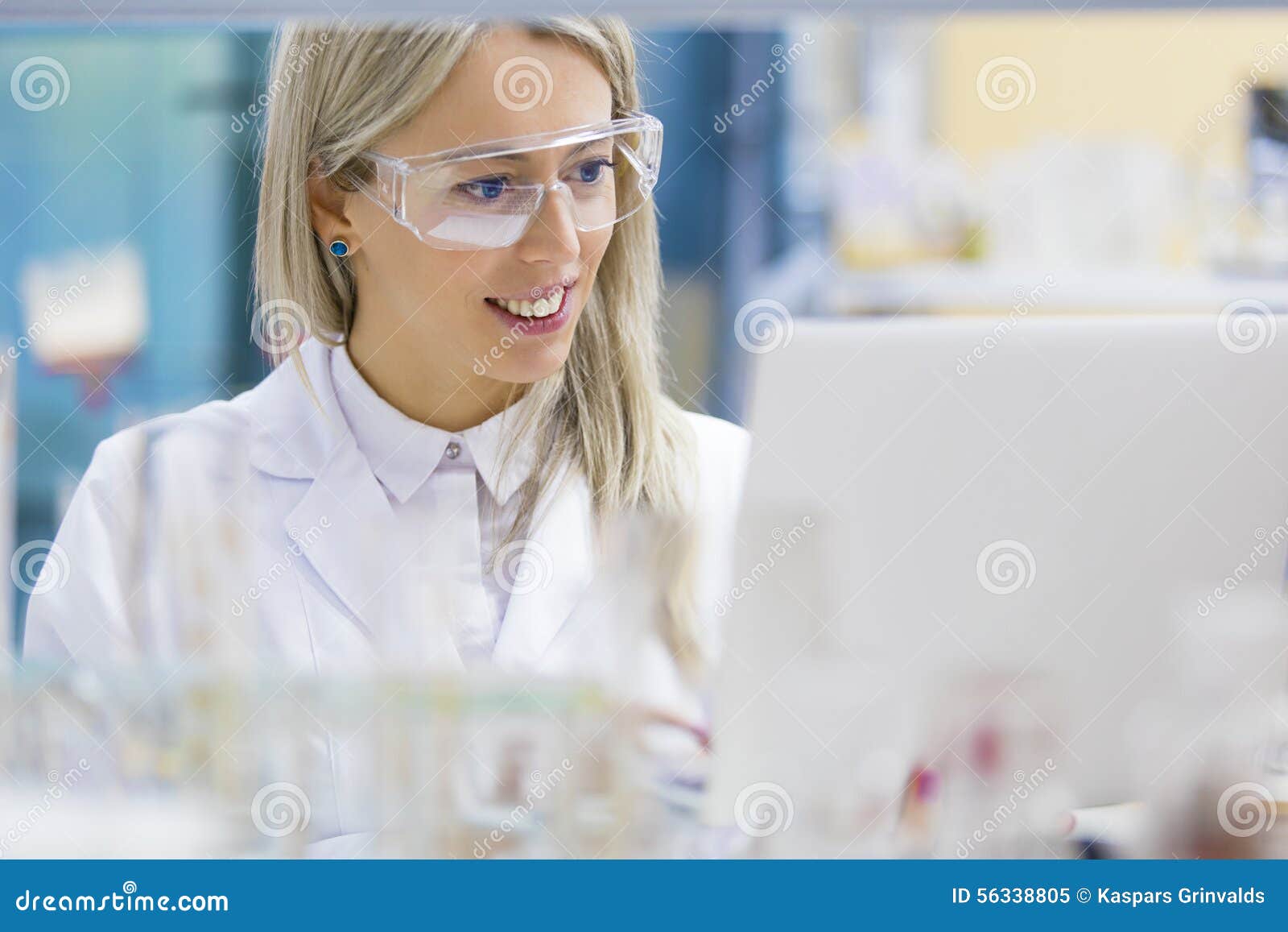 Chemist Working In The Field, Comparing Samples Of Different Types Of ...
