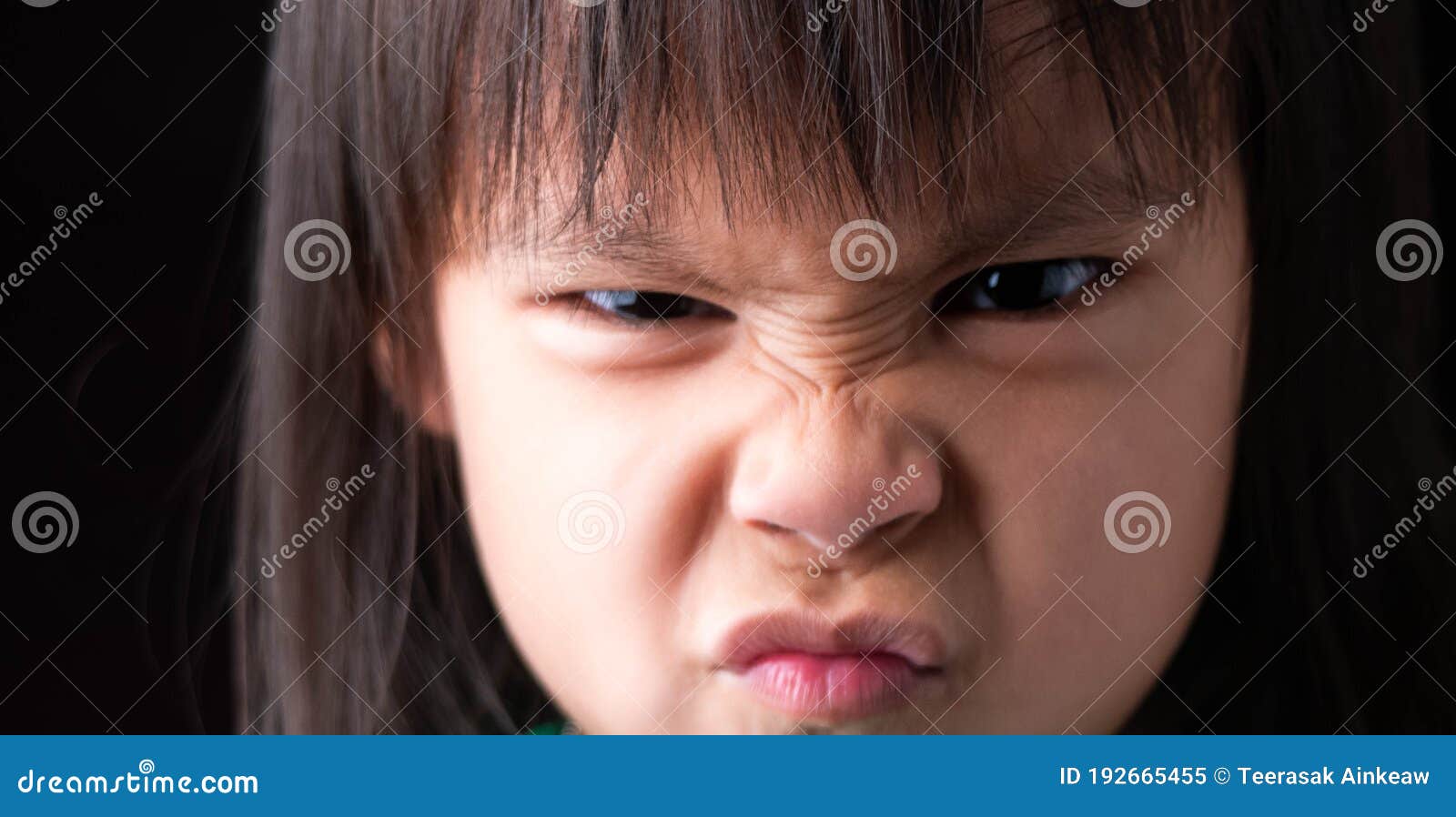 Portrait of Child Face with Angry Expression Stock Image - Image of ...