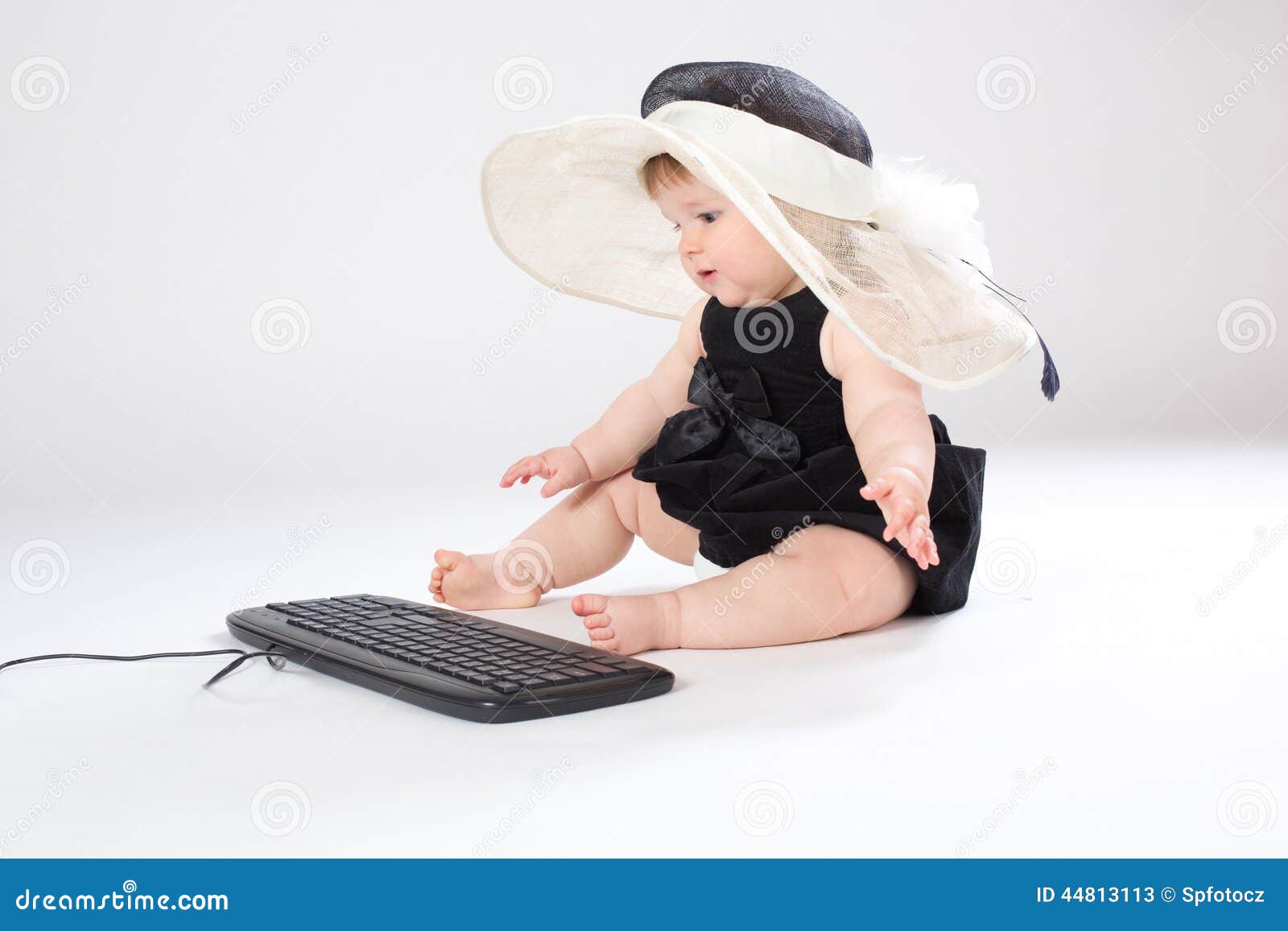 Portrait Child with Keyboard Stock Image - Image of games, baby: 44813113