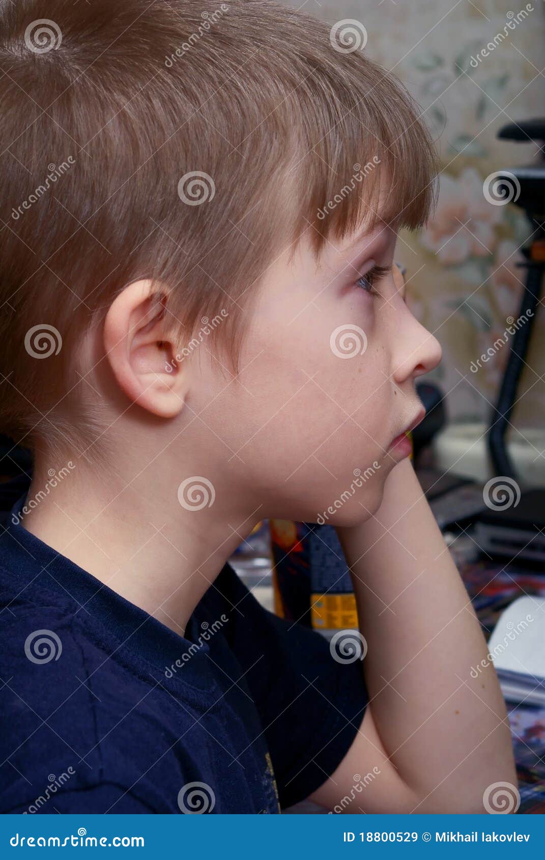 Portrait of the Child in a Profile Stock Image - Image of sits, small ...