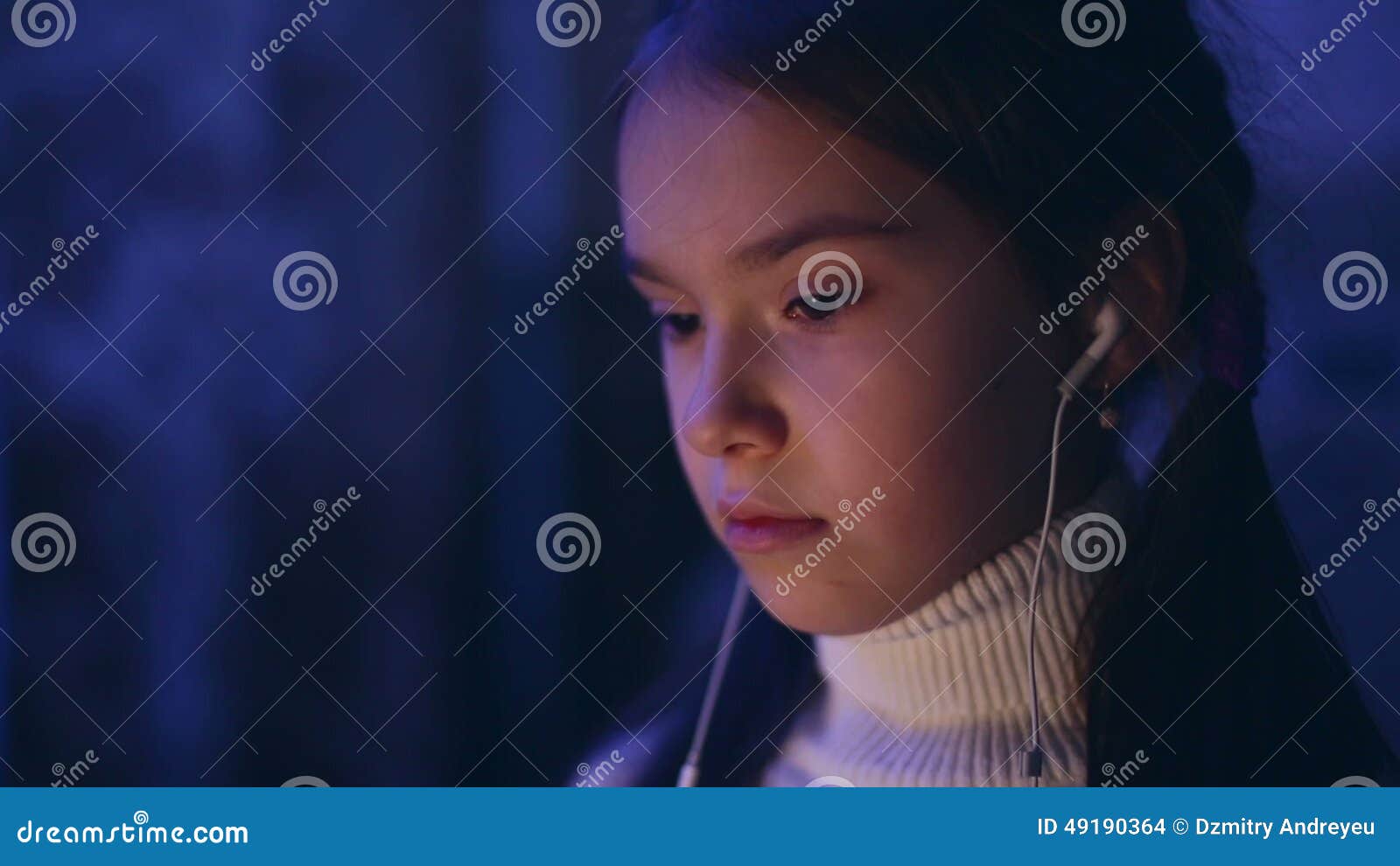 Portrait of Child Used the Computer at Night. Stock Footage - Video of ...