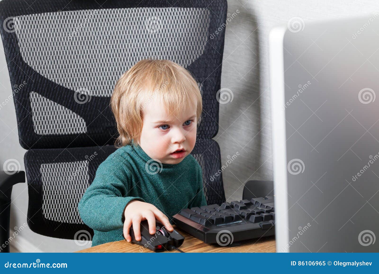 Portrait Child Works on a Computer Stock Image - Image of coding ...