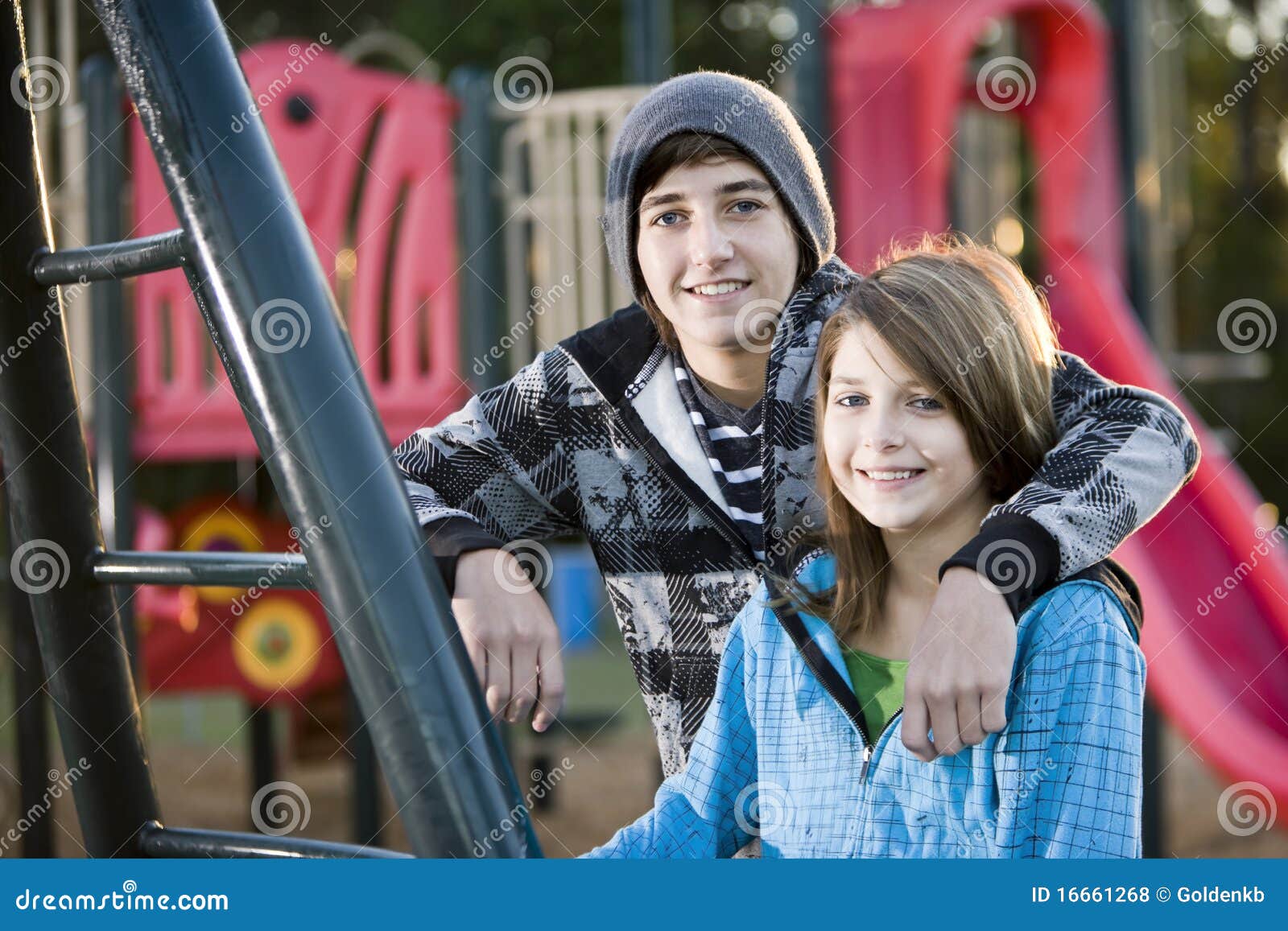 Portrait of Children at Park Stock Photo - Image of affectionate ...