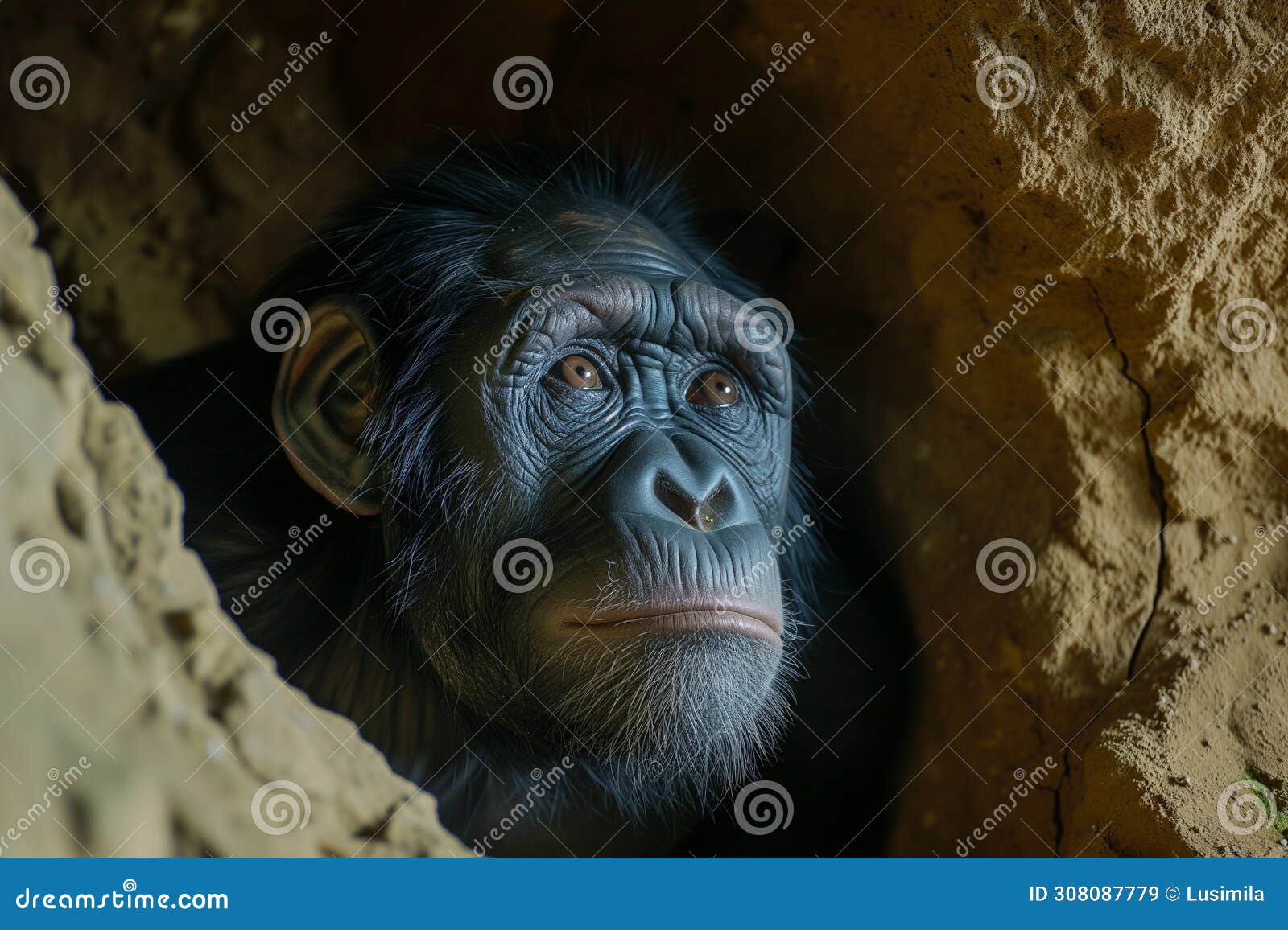 Primordial Habitat Australopithecus Stock Image - Image of portrait ...
