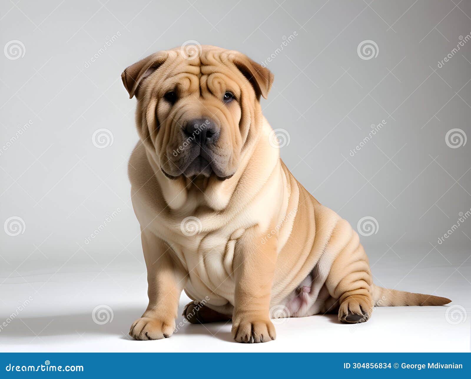 Portrait of the Chinese Shar Pei Dog Stock Illustration - Illustration ...