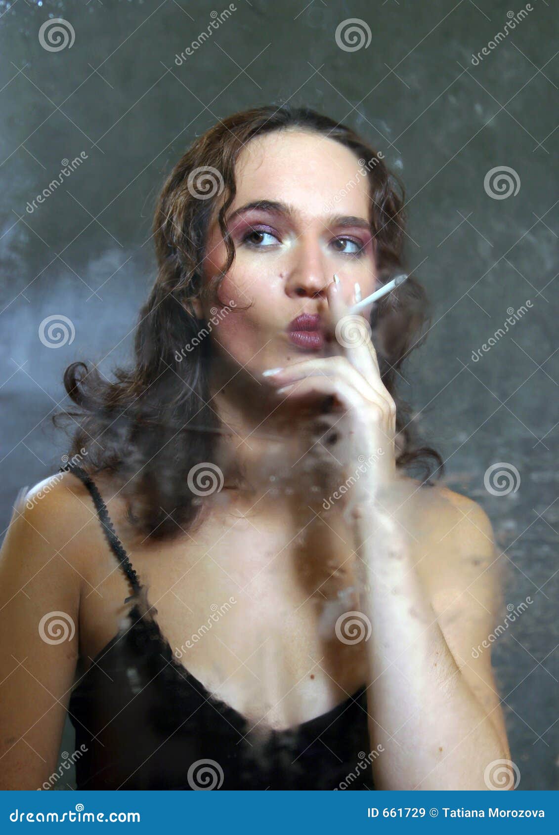 Portrait with a cigarette stock image. Image of woman, beautiful - 661729