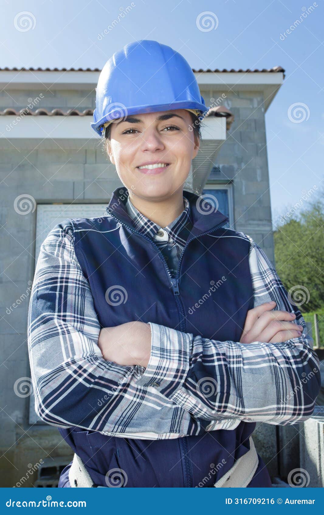 Portrait Civil Engineer Woman at Construction Site Stock Photo - Image ...
