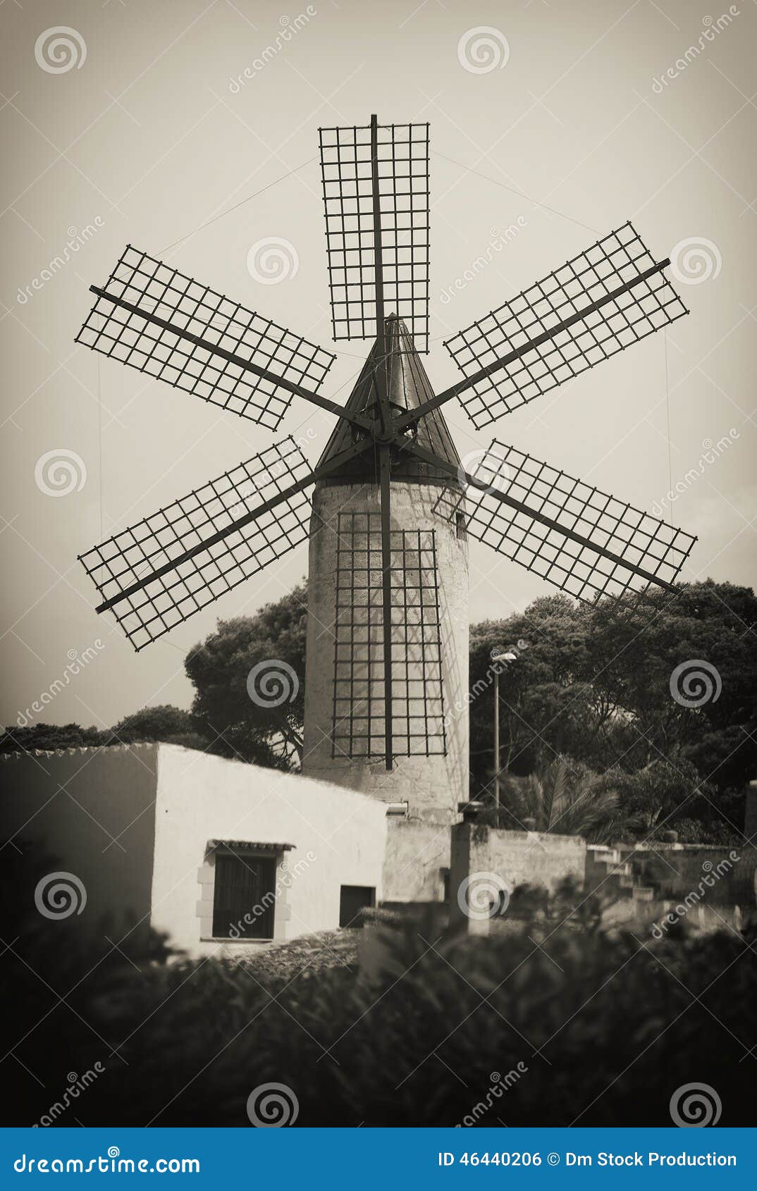 Portrait of Classic Old Tower Windmill. Stock Photo - Image of ...