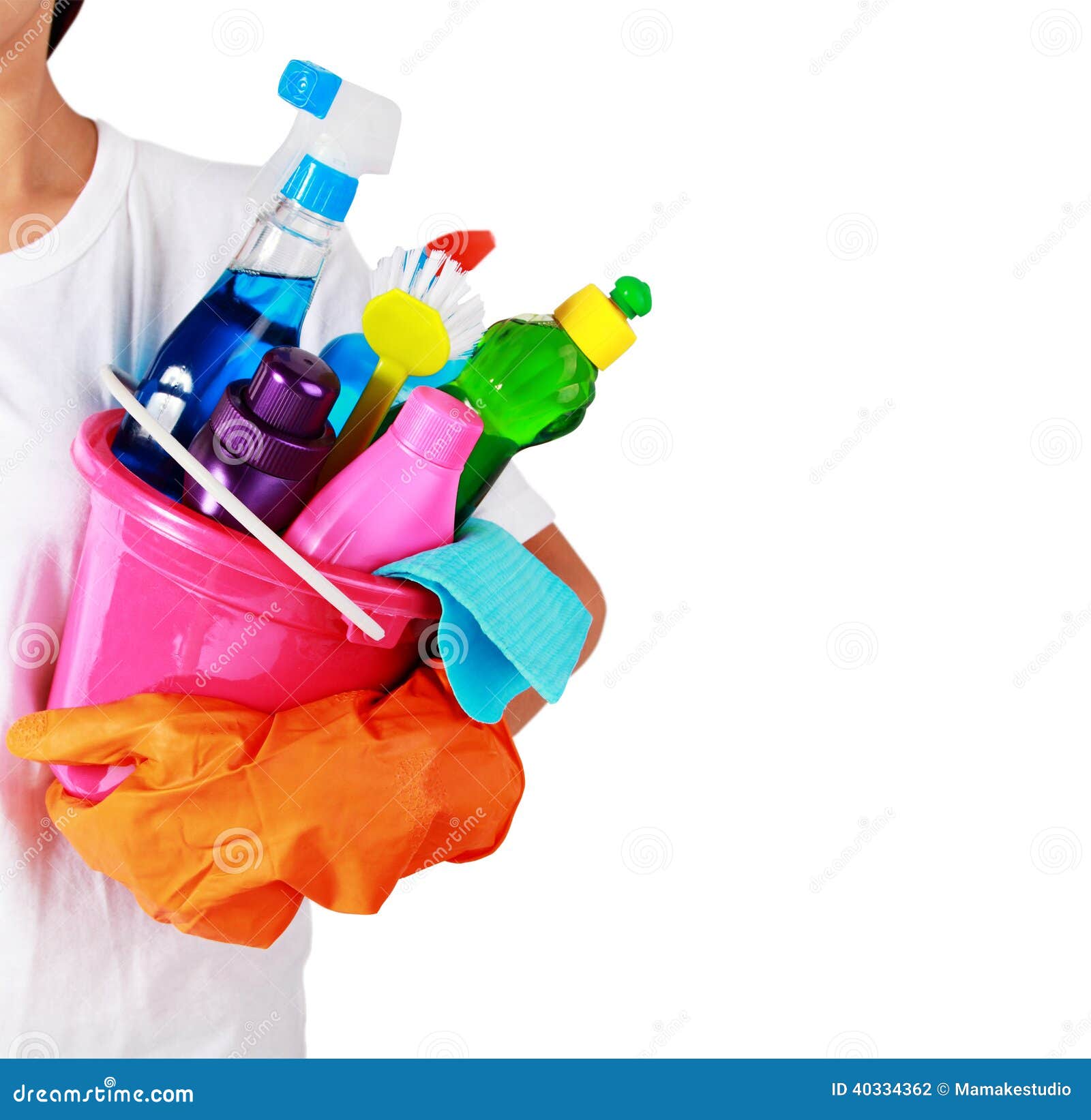 Portrait of Cleaning Equipment Isolated Over White Background Stock ...