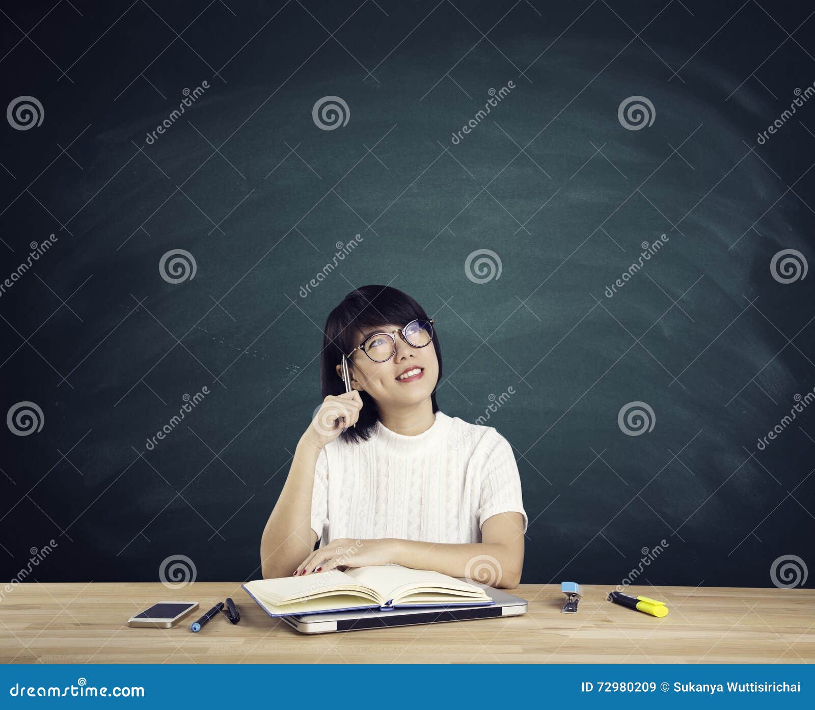 Portrait of Clever Asian Student Stock Image - Image of lipstick ...