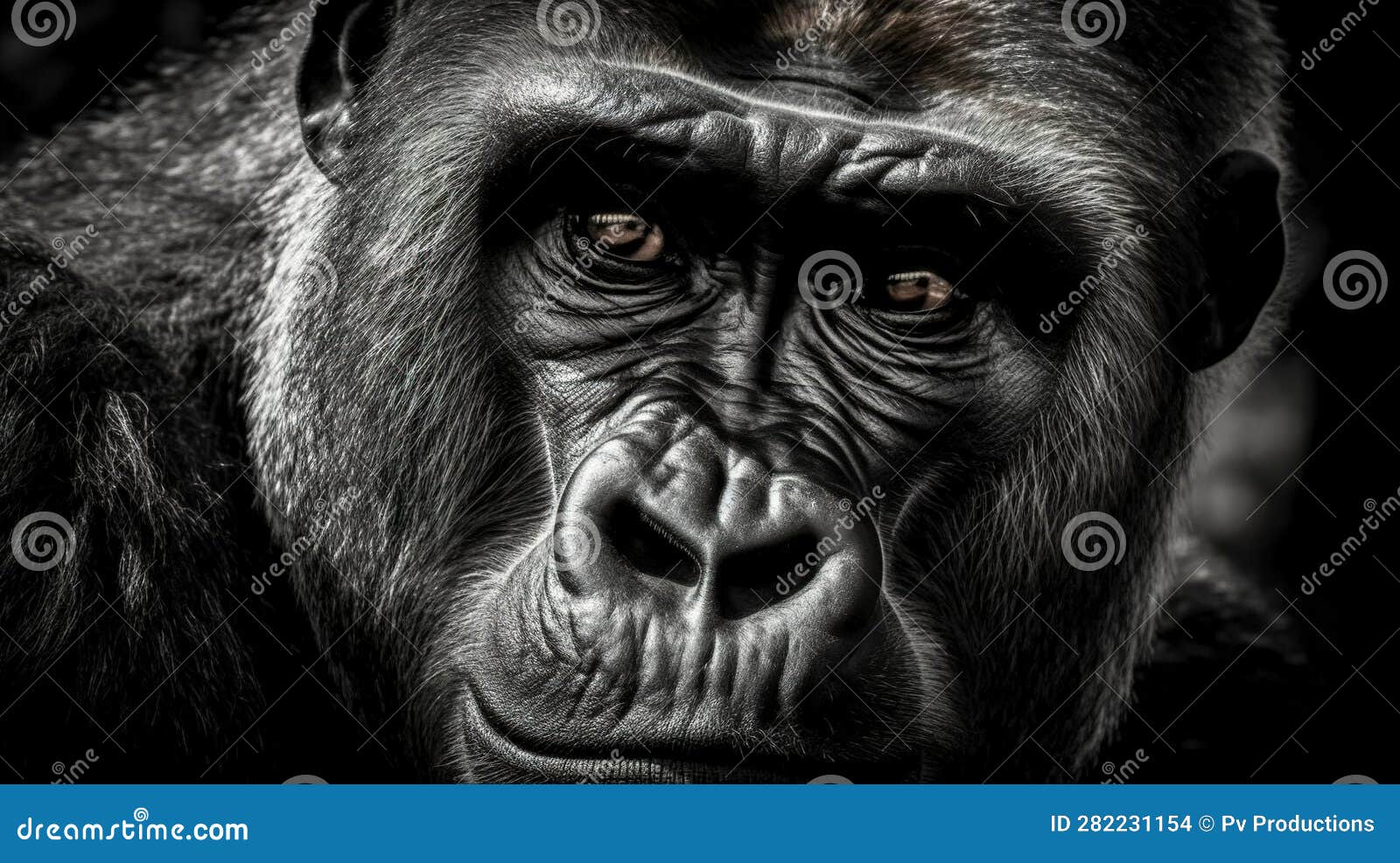 Portrait of a Close-up of a Silverback Gorilla, Generative AI. Stock ...