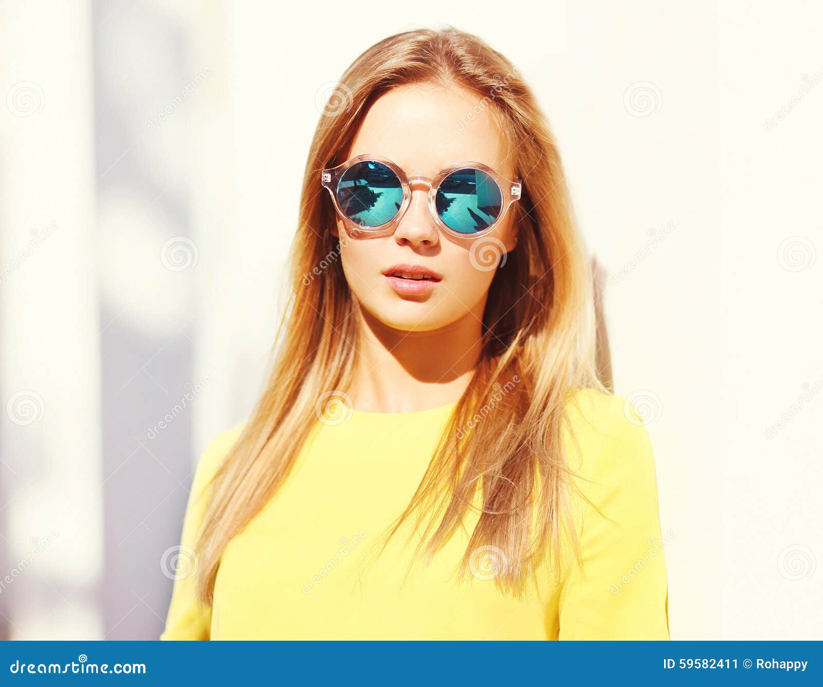 Portrait Closeup Fashion Pretty Young Woman In Sunglasses Stock Image
