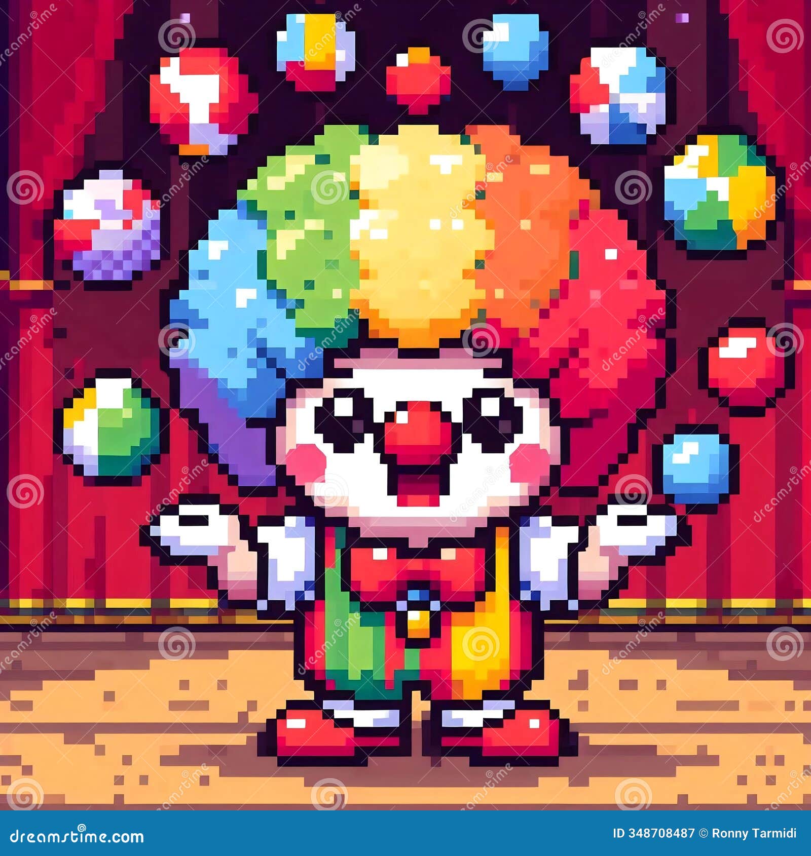 Portrait of a Clown Performing an Act, Pixel Art Stock Illustration ...
