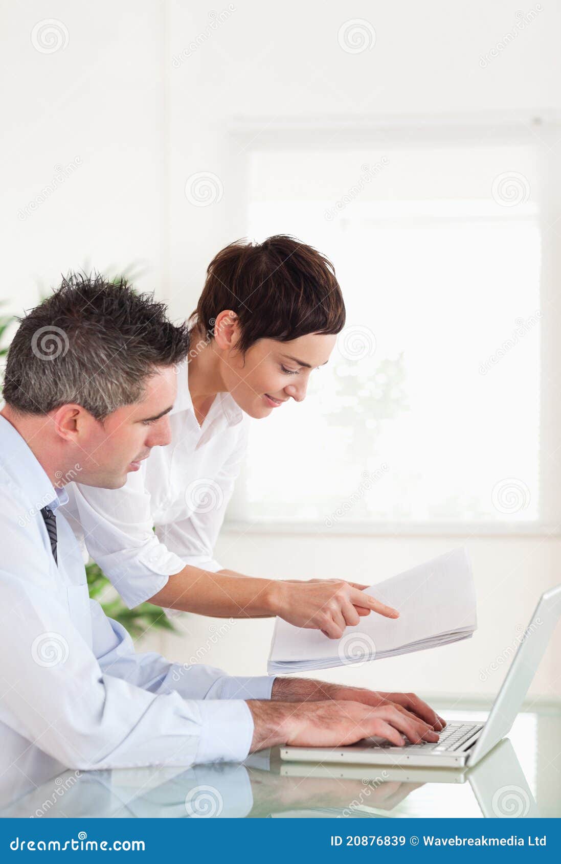Portrait of Colleagues Comparing a Blueprint Stock Image - Image of ...