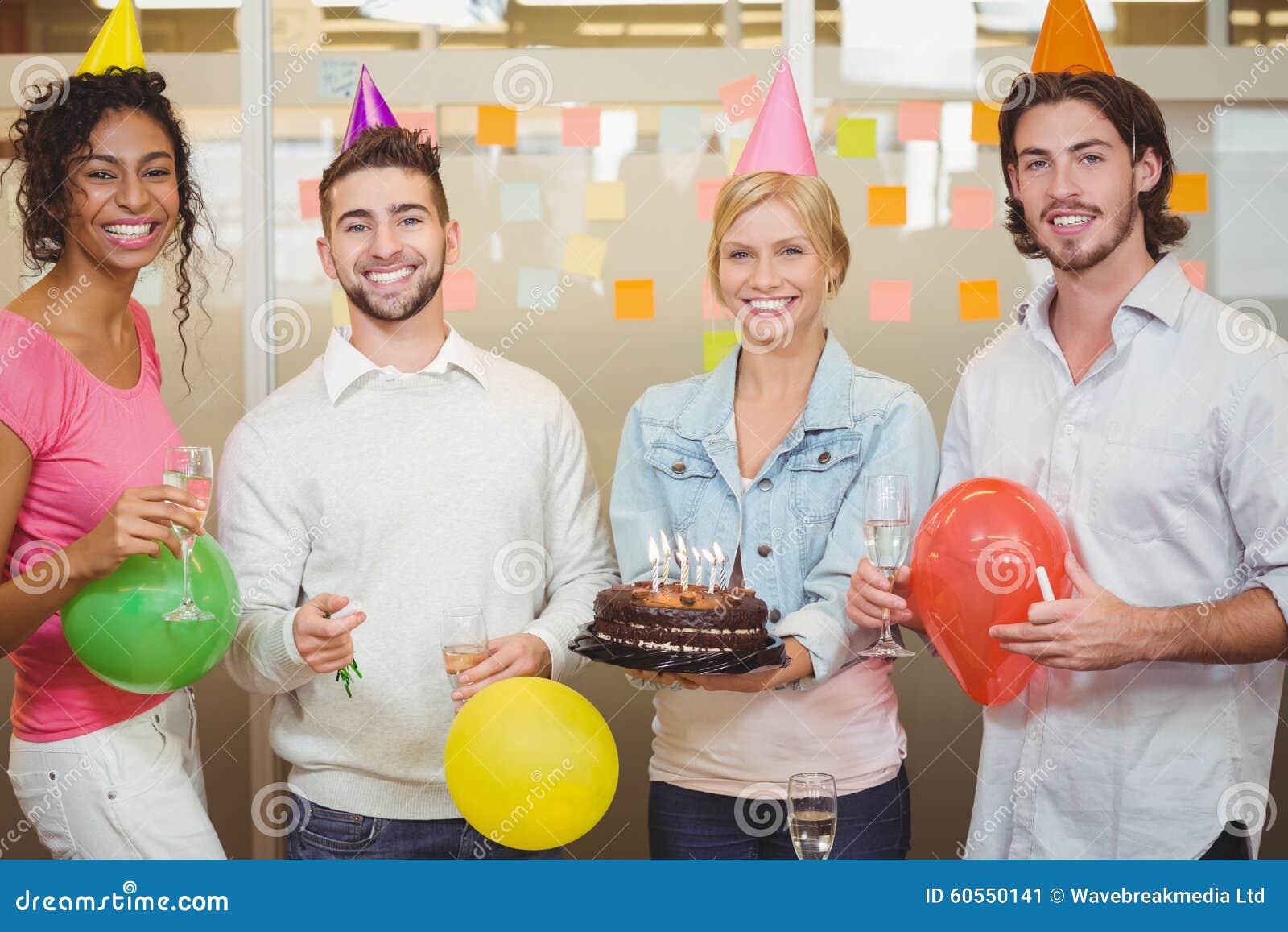 Portrait of Colleagues Enjoying Birthday Party Stock Image - Image of ...